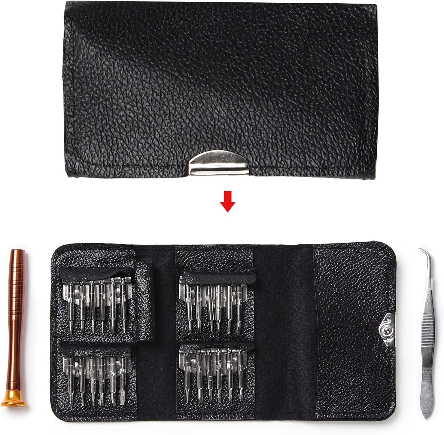 Precision Screwdriver Set Mini multi-purpose leather case manual ...