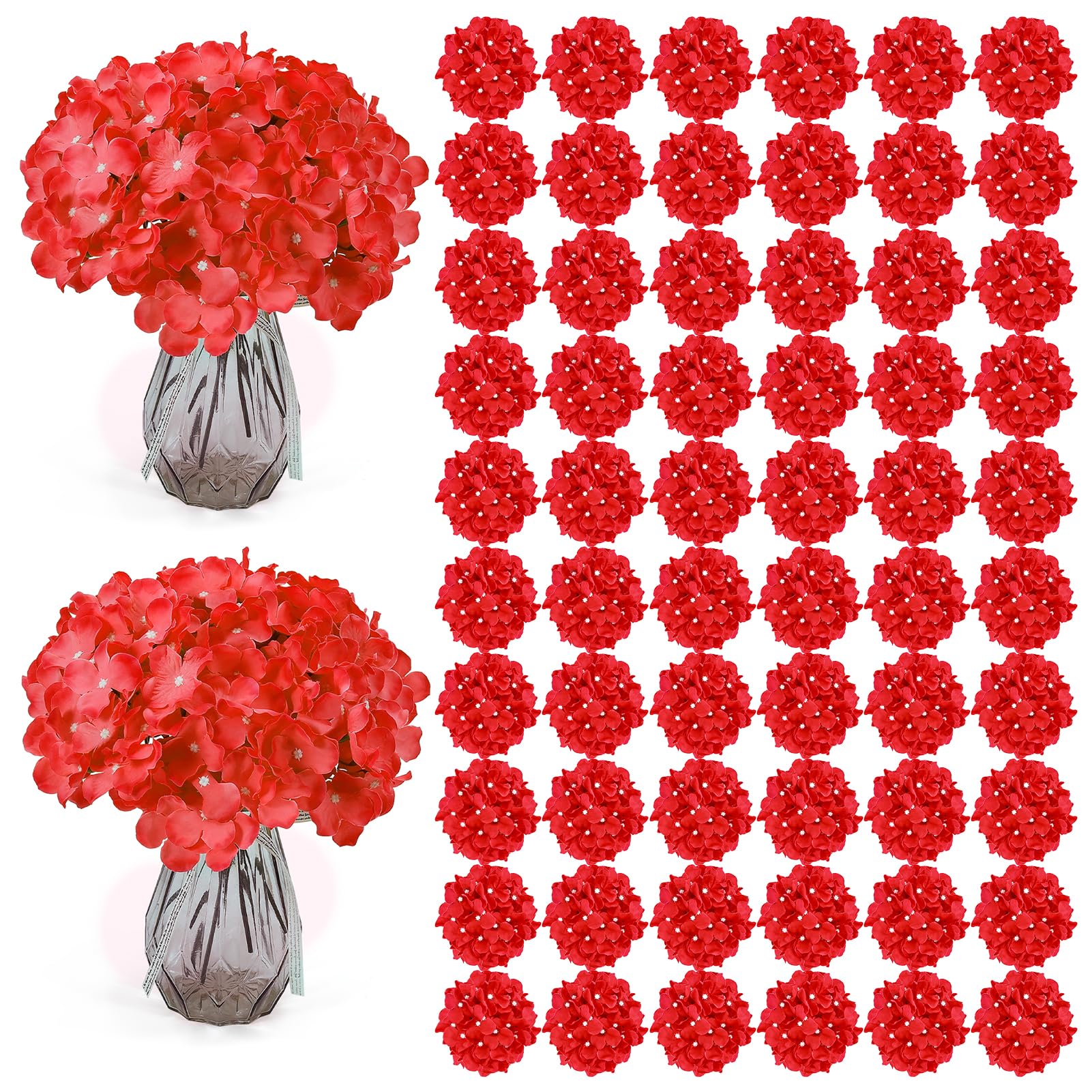 Amazon.com: Auihiay 104PCS Hydrangea Artificial Flowers, Red Artificial ...
