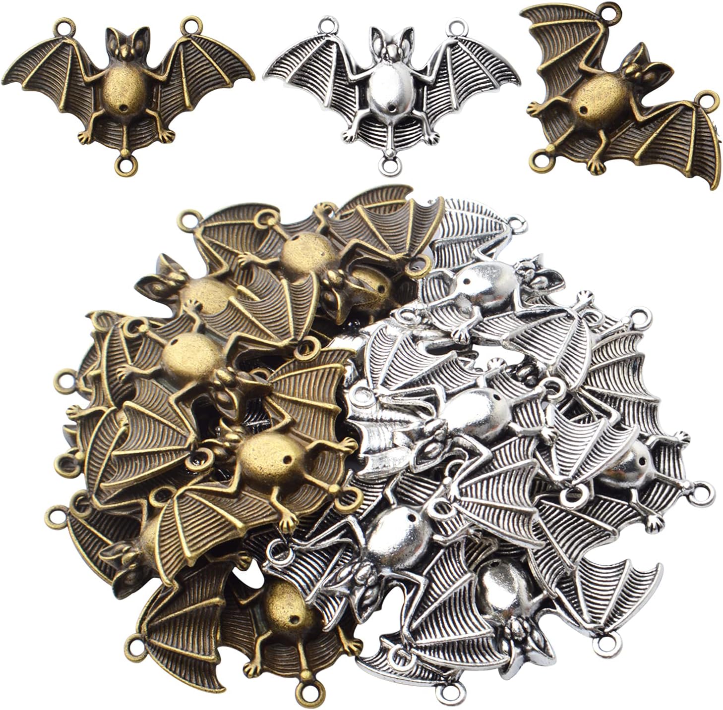 Amazon.com: 20pcs Bat Pendant Charms Alloy Halloween Spooky ...