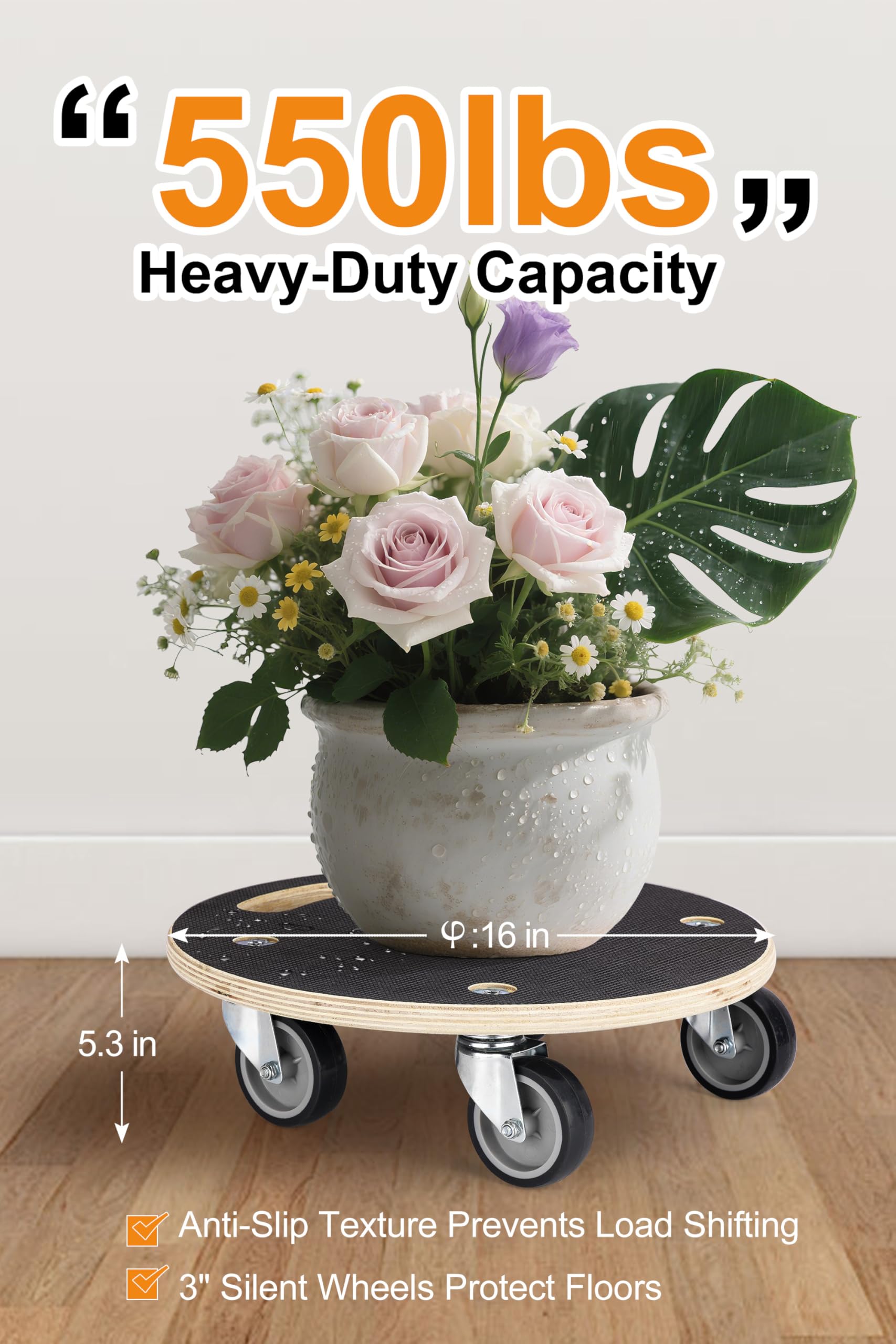 Snapklik.com : Heavy Duty 550LB Round Moving Dolly Cart - 2-Pack