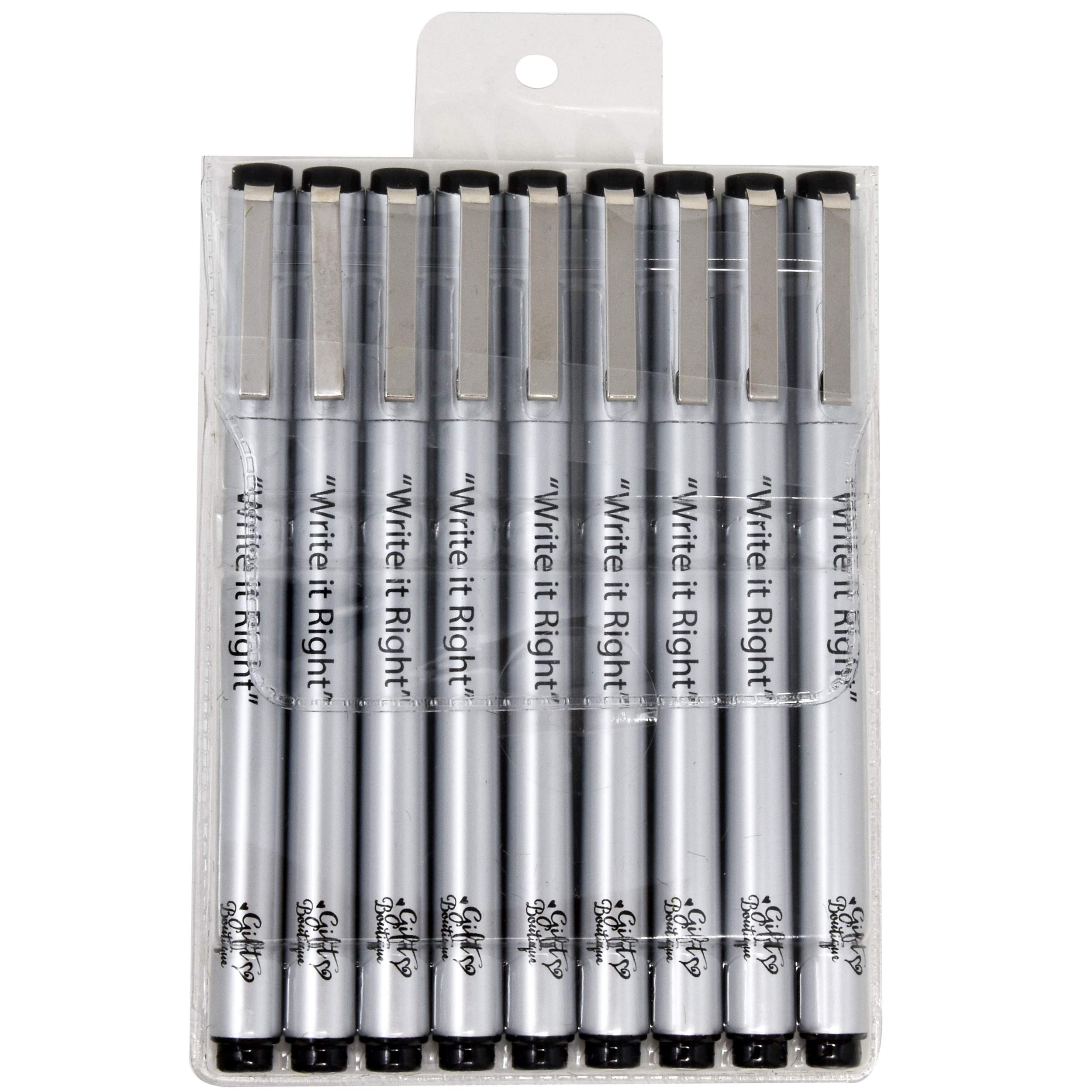 Black Micro-Pen Fineliner Pigment Pens -Set of 9 Archival Ink ...