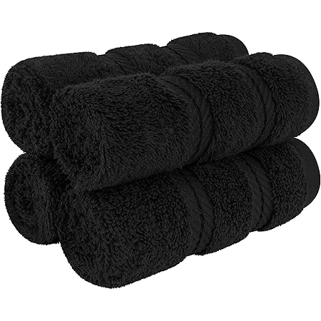 Amazon.com: All Design 4 Piece Black Washcloth Set, 13 in 13 in 100% ...