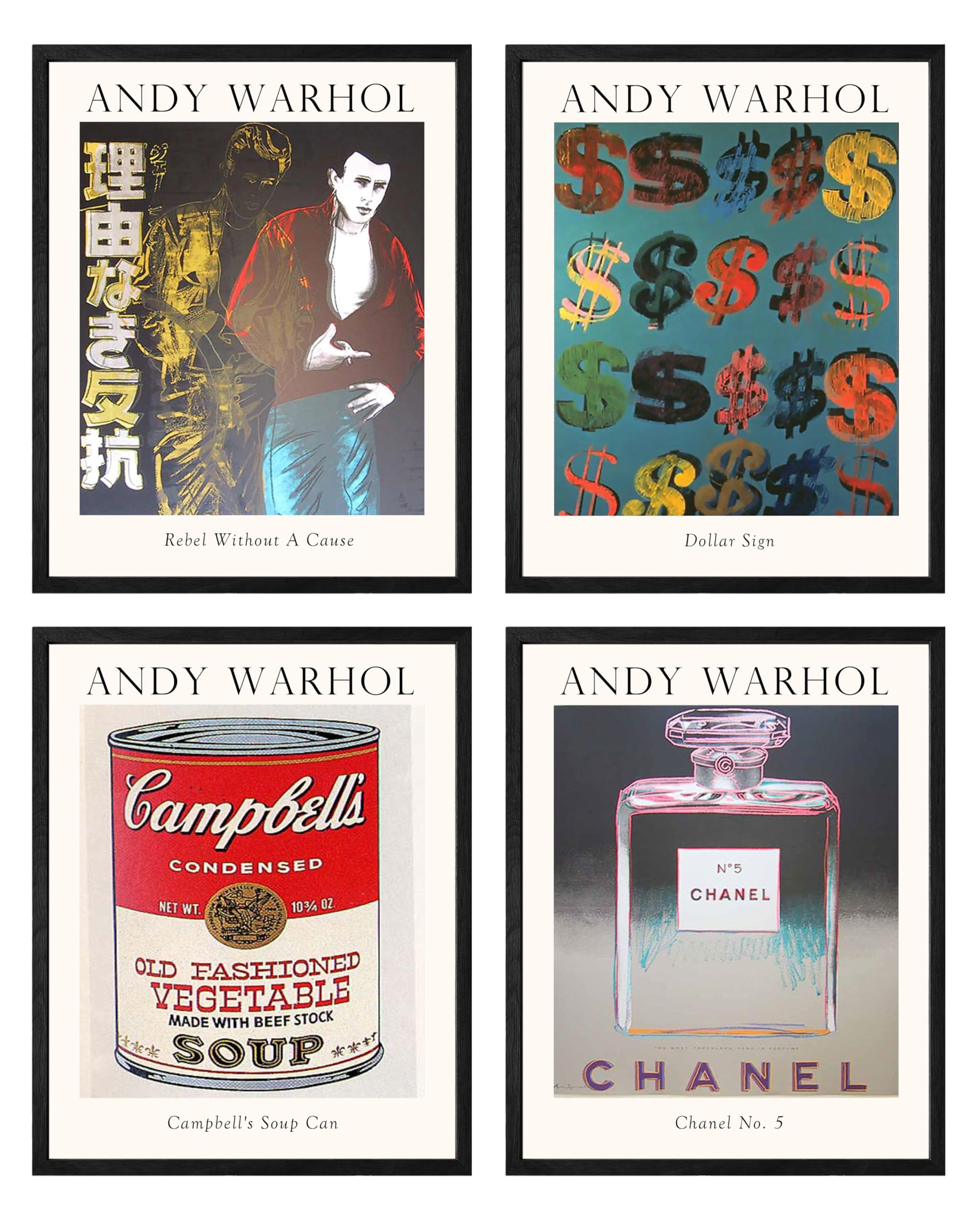Amazon.com: Set of 4 Andy Warhol Pop Art Framed Prints - 12x16 Wall Art ...