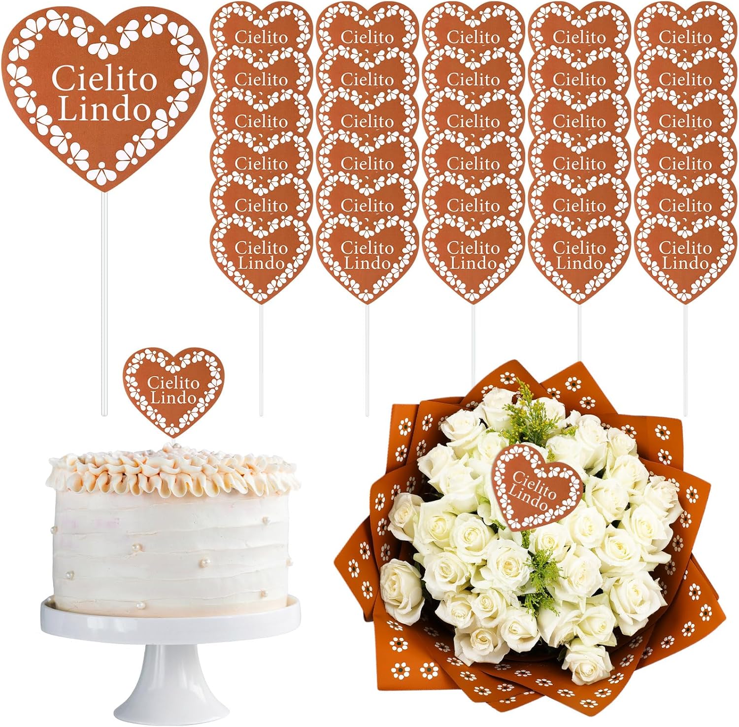 Amazon.com: Weysat 30 Pcs Cielito Lindo Cake Toppers Mexican De Barro ...