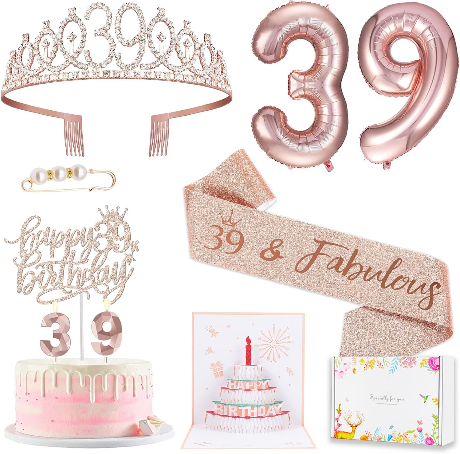 Amazon.com: 39th Birthday Decorations for Her Women, Including 39 year ...