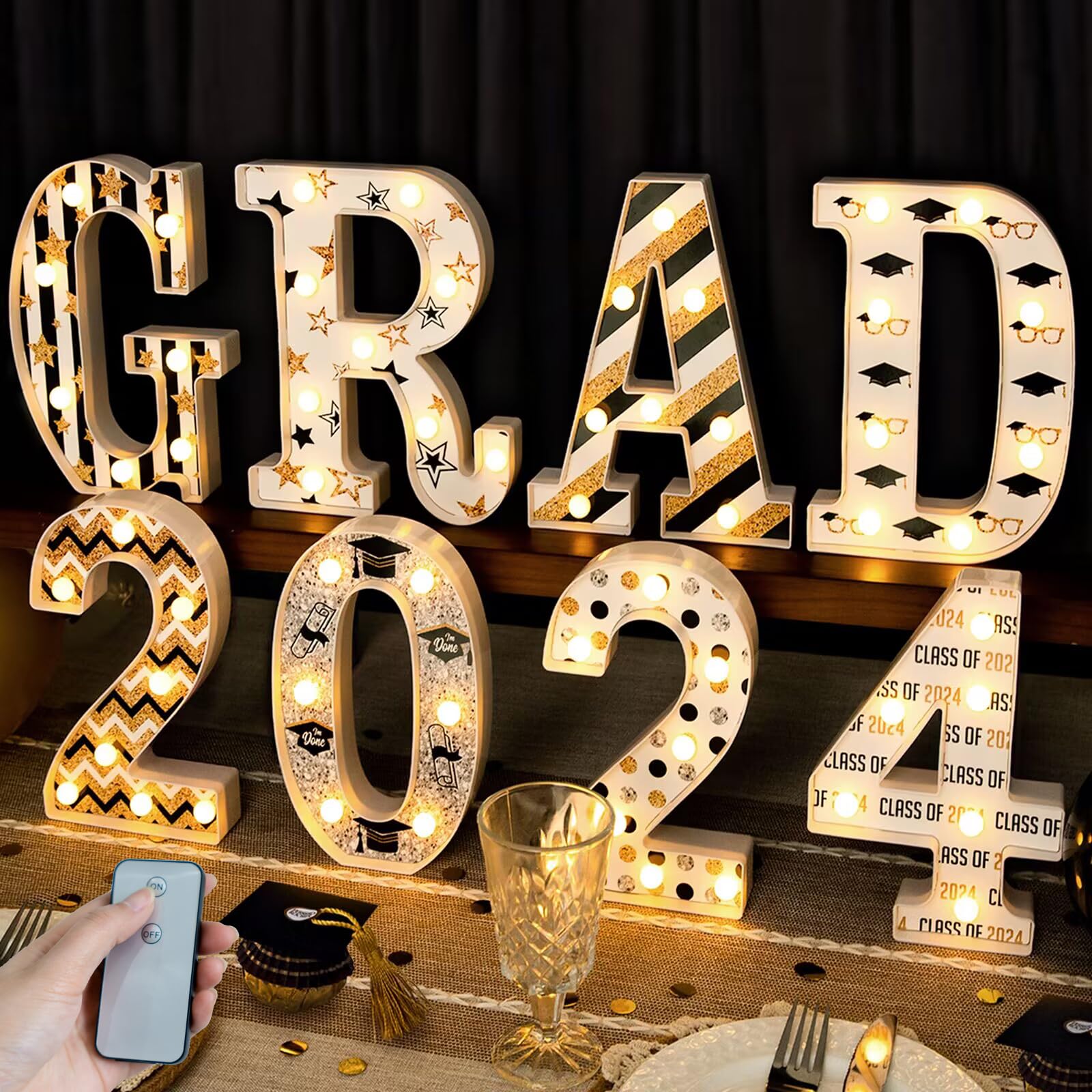 2024 Graduation Decorations - 8 LED Marquee Light Up Letters 'GRAD 2024 ...