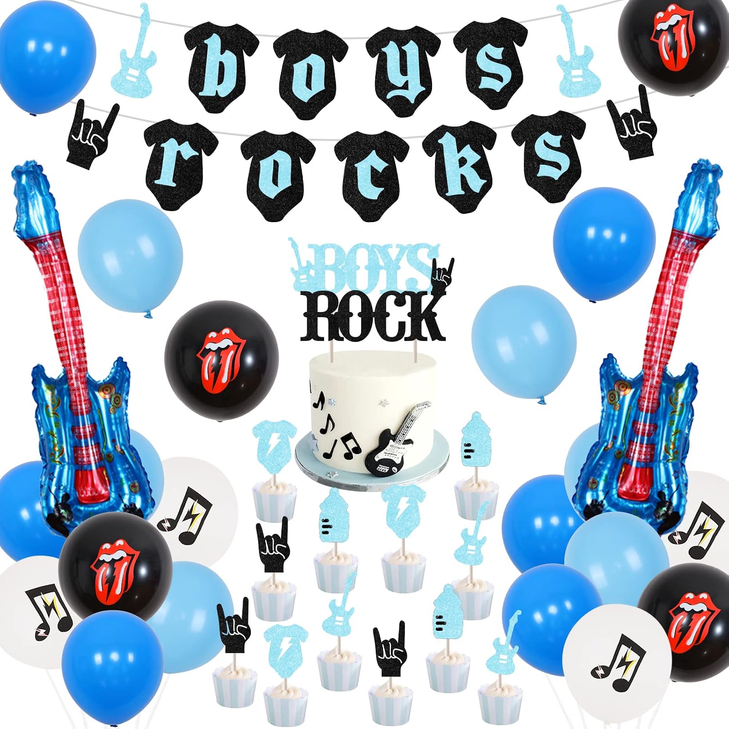 Amazon.com: Boys Rock Baby Shower Decorations, Music Theme Baby Shower ...