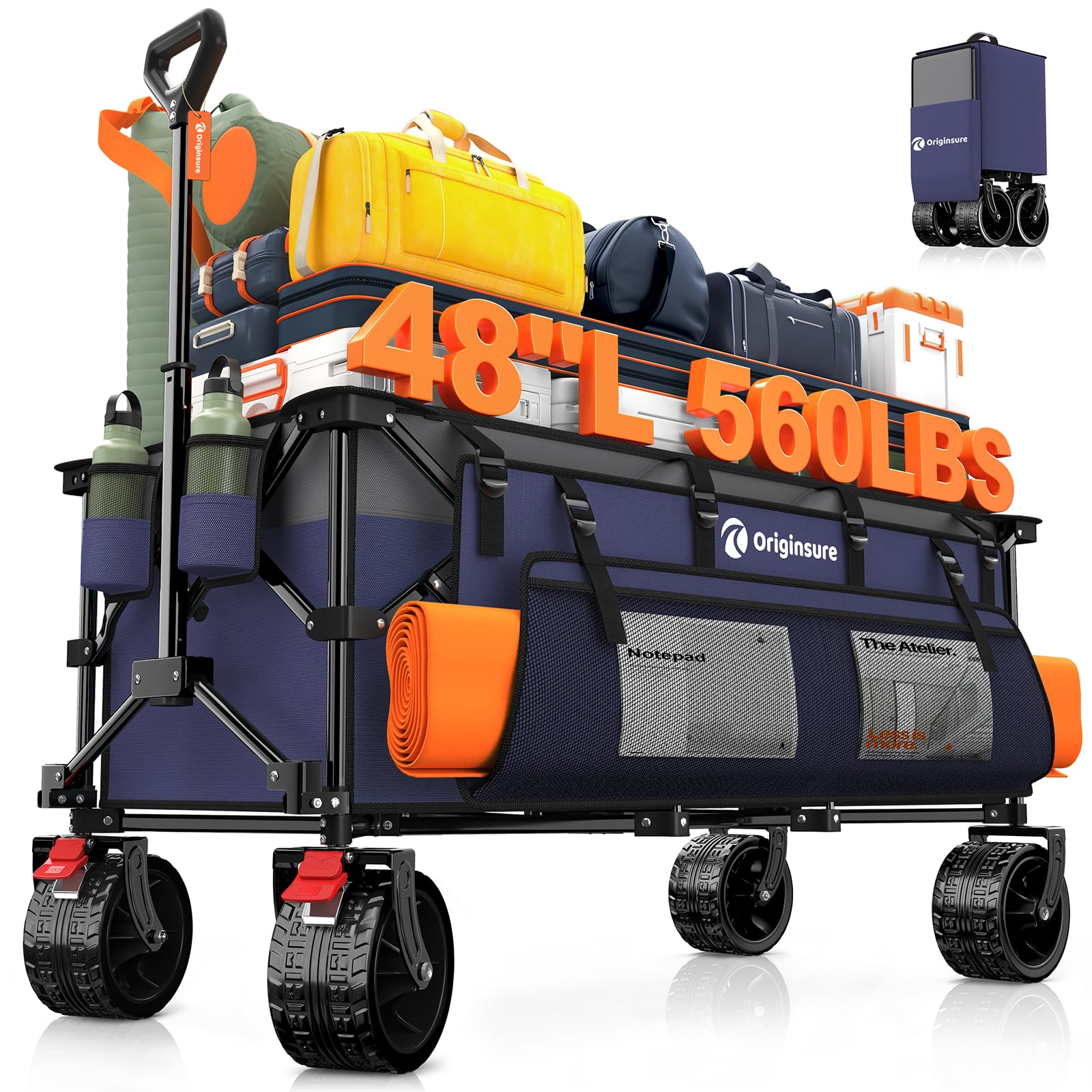 Snapklik.com : 48" L Collapsible Wagon Cart Foldable, 560lbs Weight ...
