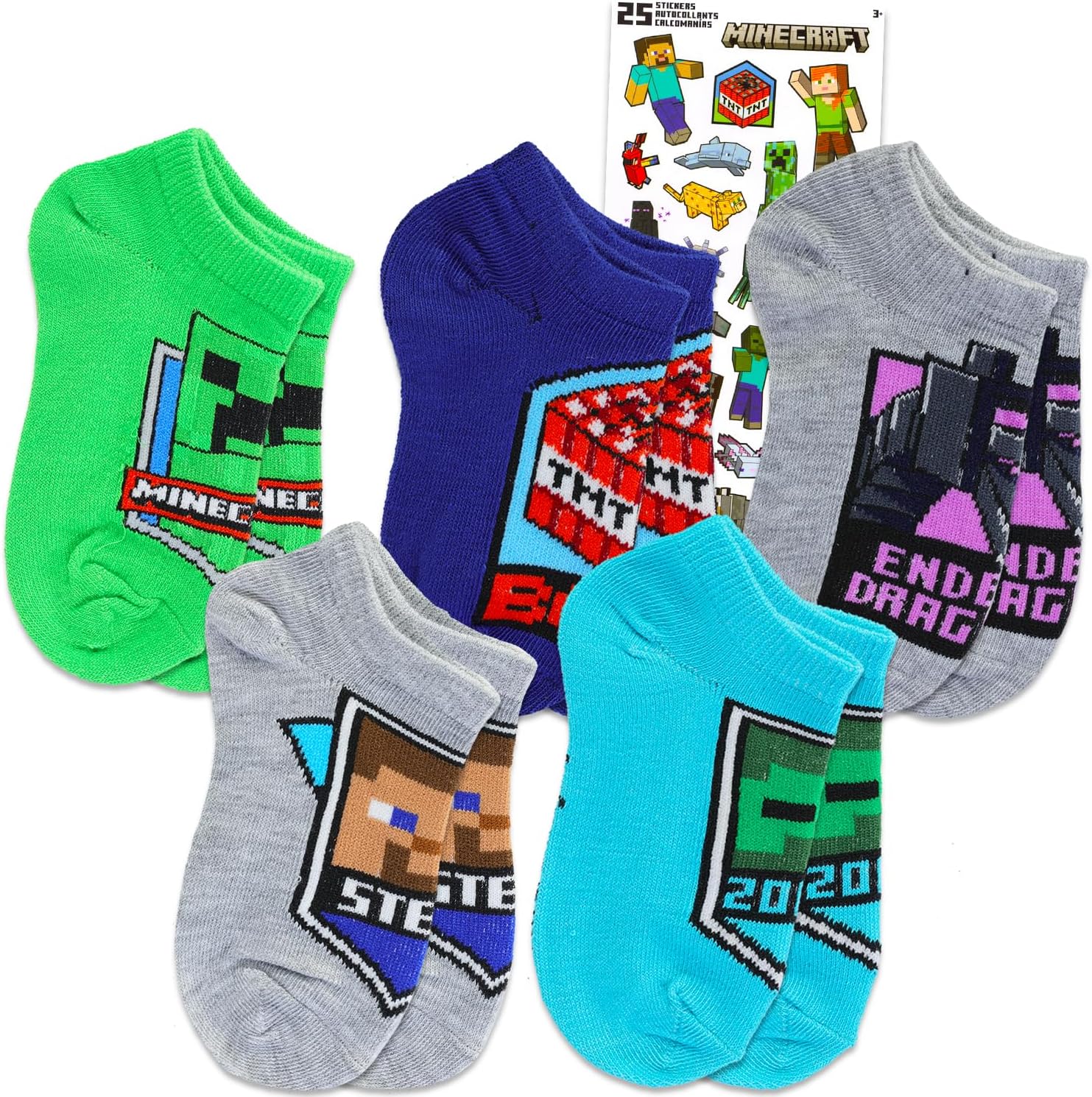 Amazon.com: Minecraft Socks for Boys Set - Minecraft Accessories Bundle ...