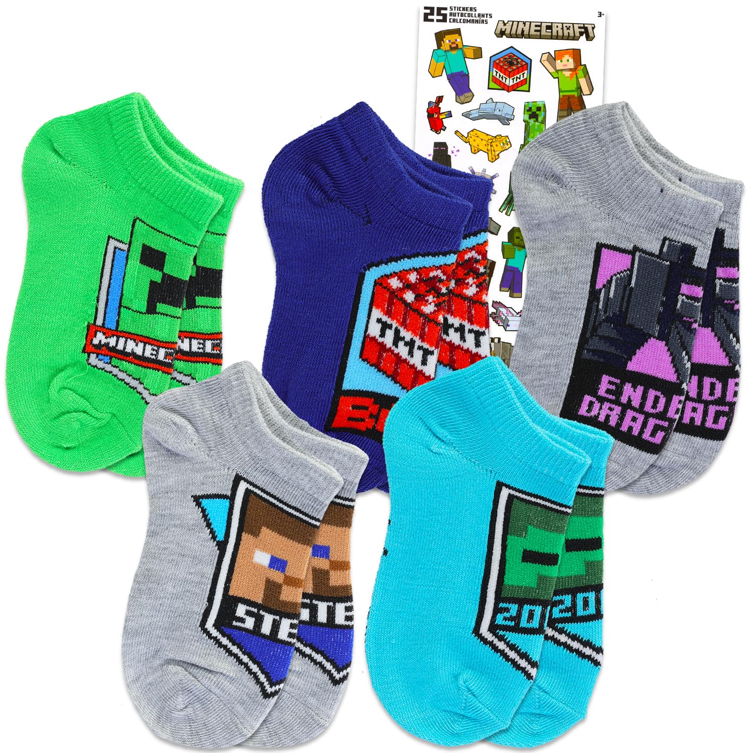 Amazon.com: Minecraft Socks for Boys Set - Minecraft Accessories Bundle ...
