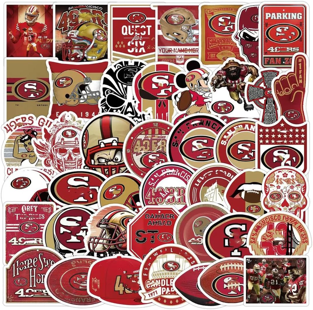 Amazon.com: 50 PCS San Francisco Stickers Decal for 49ers Stickers Pack ...