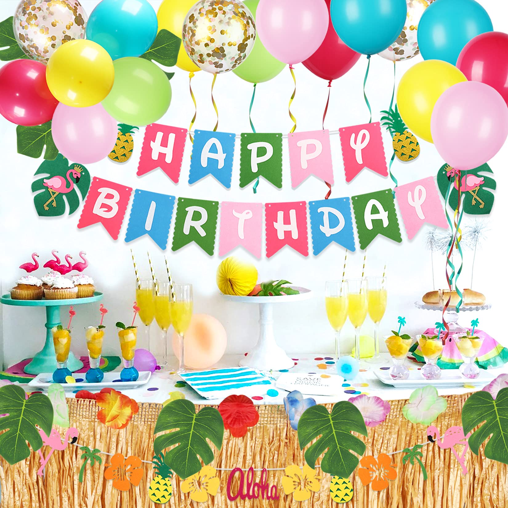 EAF Hawaiian Birthday Decorations Luau Birthday Party Decorations with ...