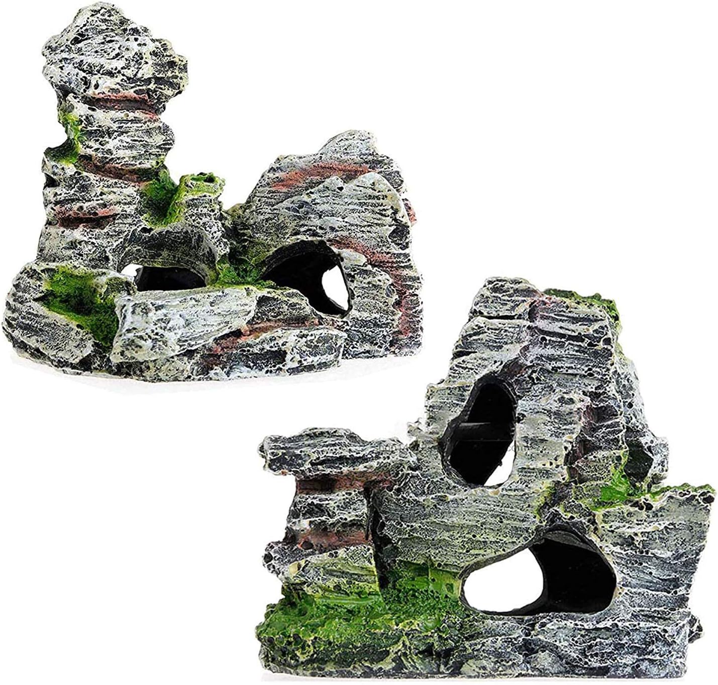 2pcs Fish Tank Rockery Hiding Cave Decoration For Fish Tank, Aquarium ...