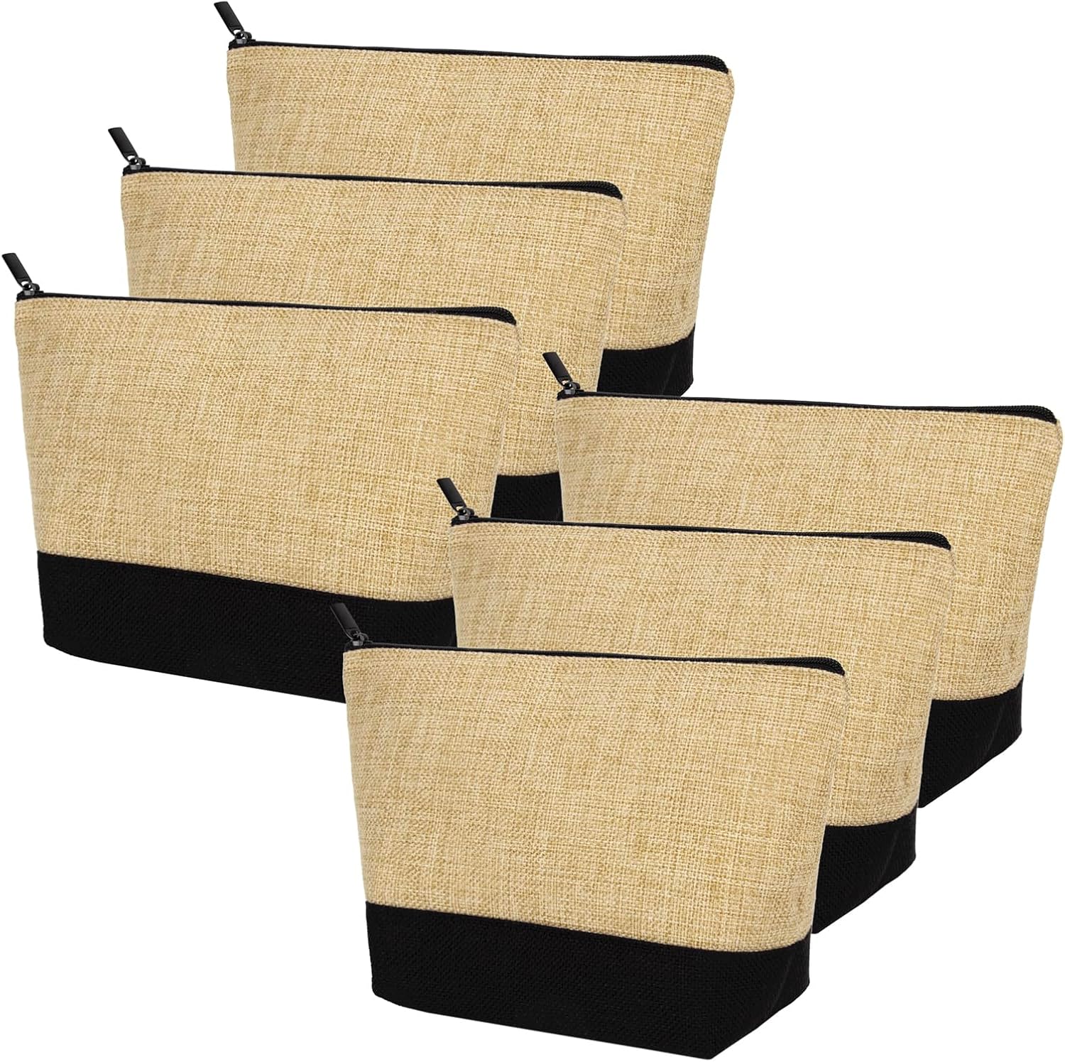 Amazon.com: Muka 6 Pack Burlap Makeup Bag, Two Tone Gusseted Cosmetic ...