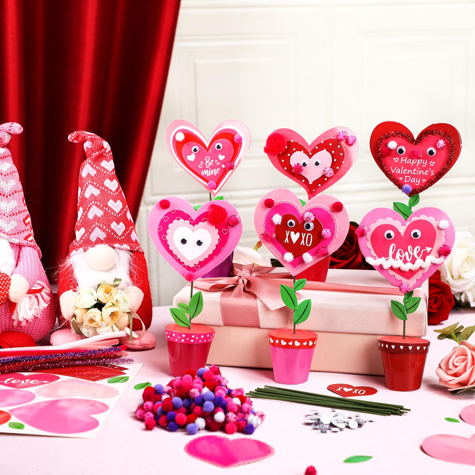 Simple Valentines Day Crafts Flower Pot Easy Spiral Paper Flower Heart