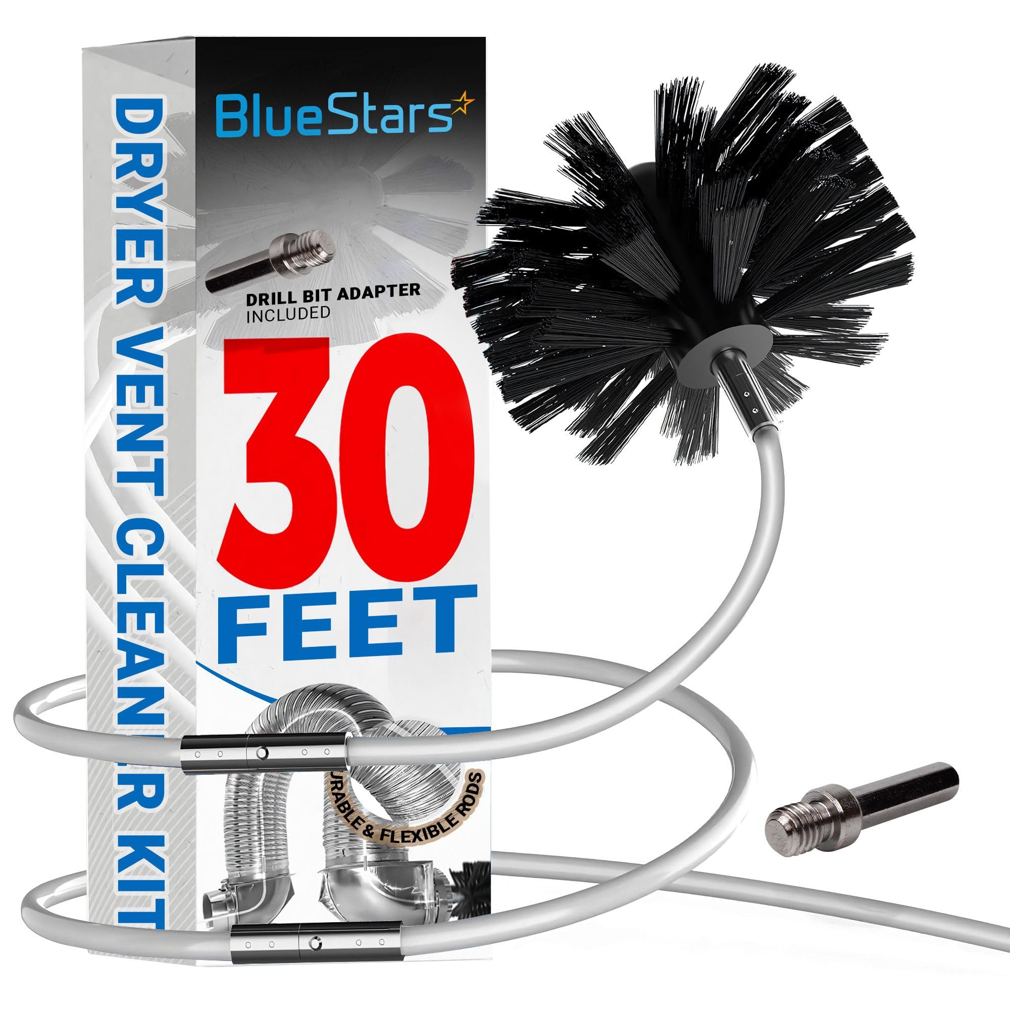 Amazon.com: BlueStars 30 Feet Dryer Vent Cleaner Kit with Drill ...