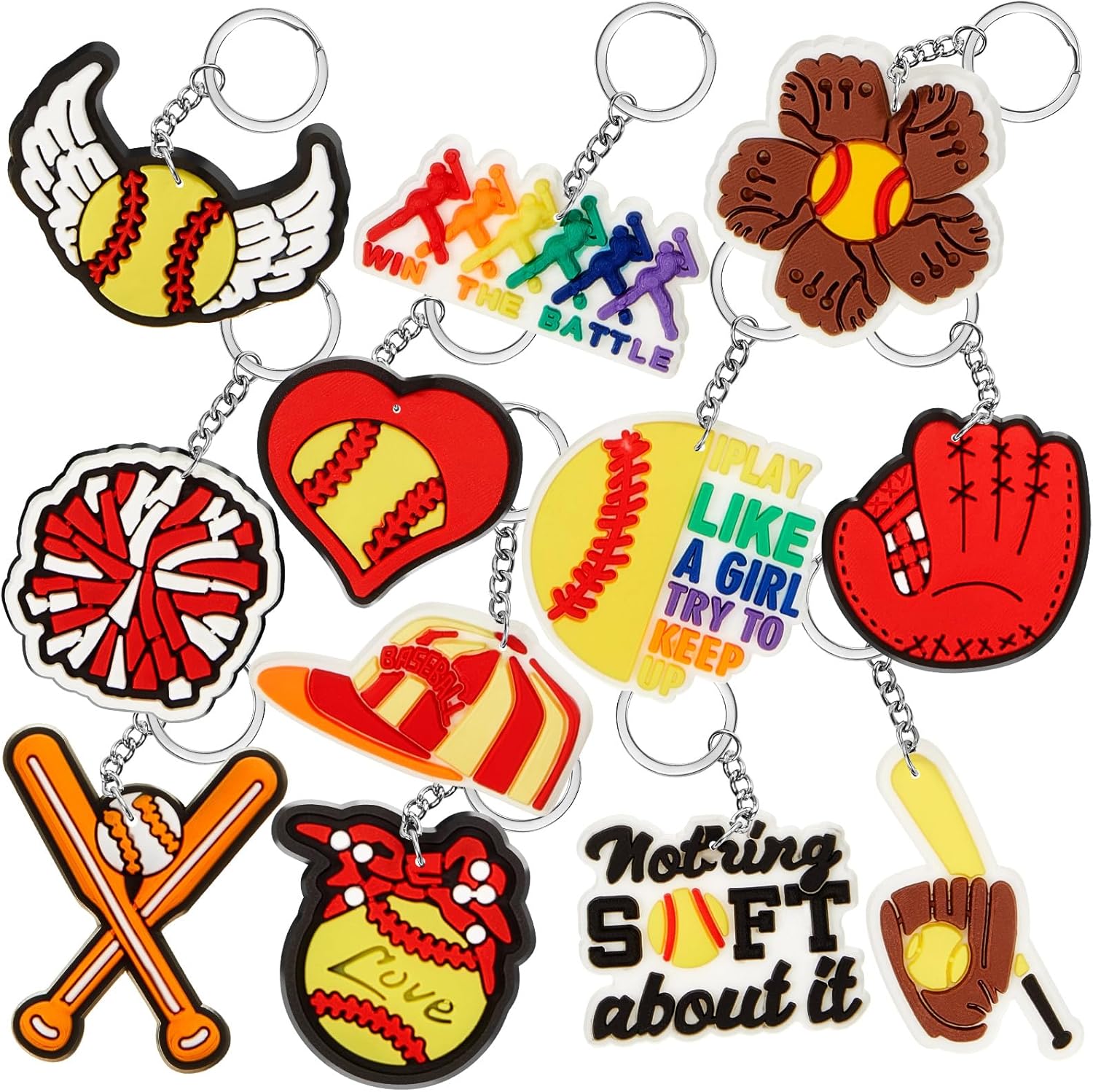 Amazon.com: Batiyeer 36 Pack Softball Keychains Bulk Party Favors ...