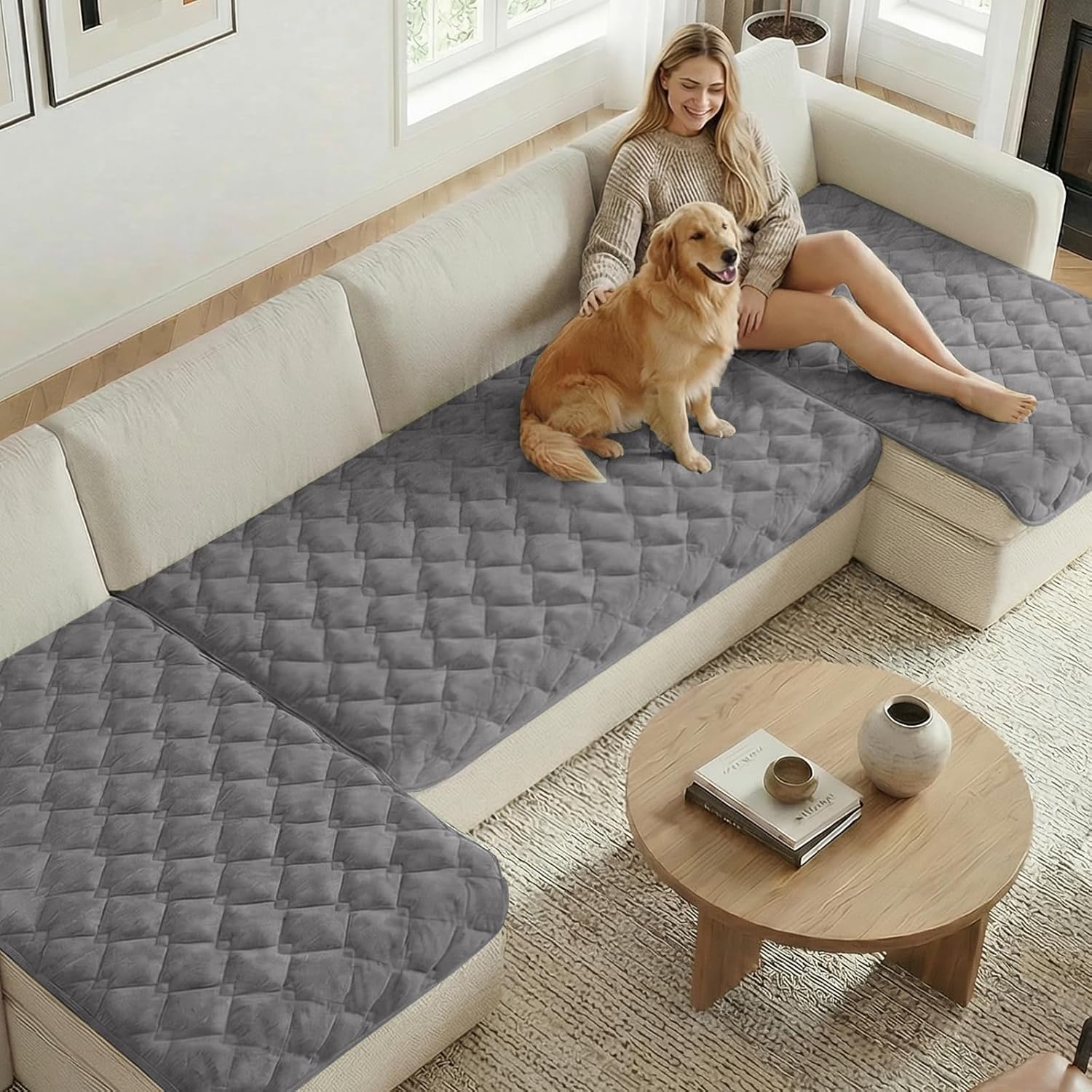 Amazon.com: H.VERSAILTEX Chenille Couch Cover for Dogs Washable Soft ...