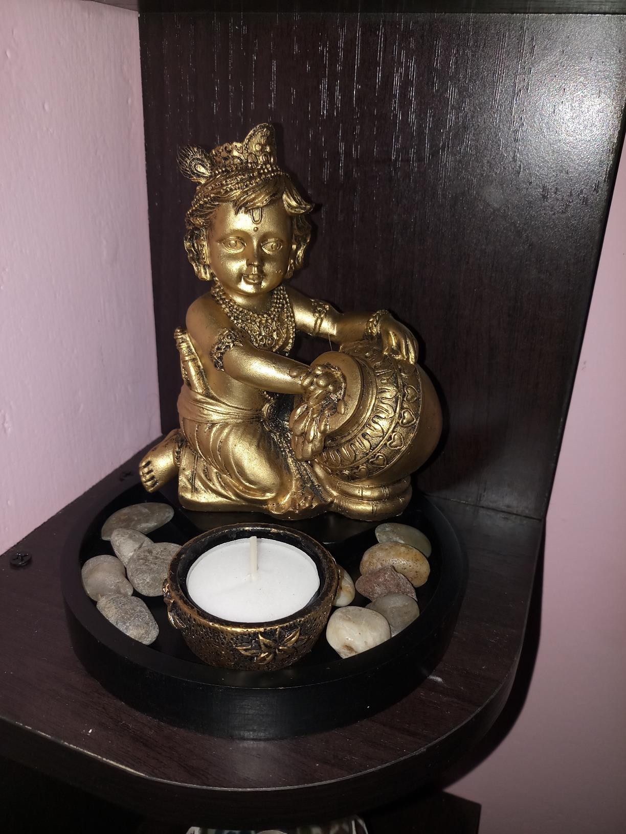 Buy EZ Life Lord Krishna with Matki Tea Light Resin Candle Holder on ...