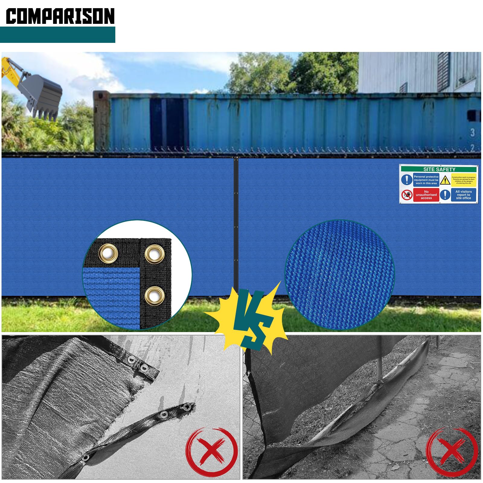 Snapklik.com : Privacy Fence Screen Blue 6 X 50 For Patio Garden Heavy ...