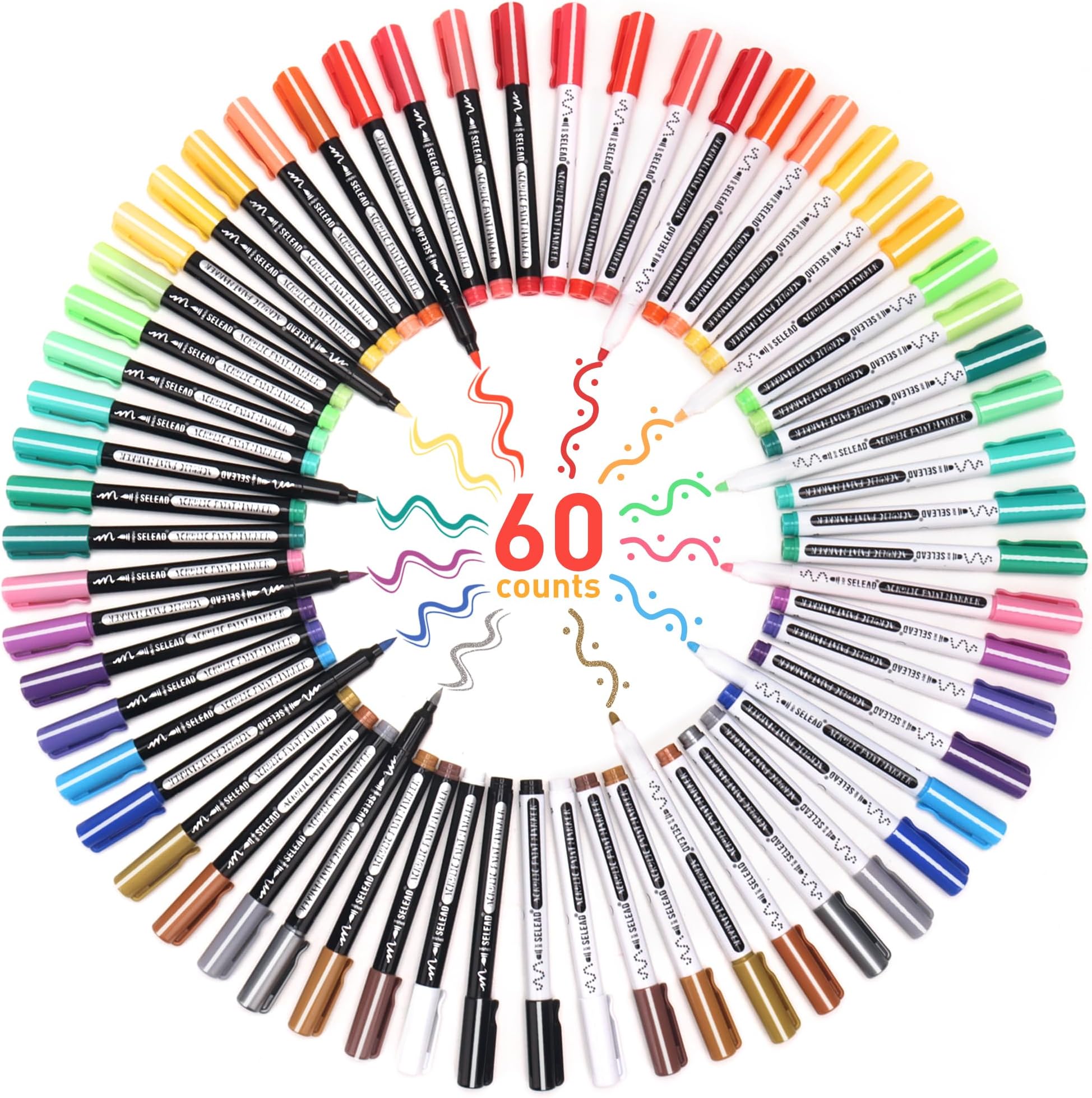 Amazon.com: Zenacolor 40 Fabric Markers Pens Set - Non Toxic, Indelible ...