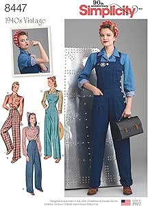 Amazon.com: Simplicity Pattern 8447 H5 Misses' 1940s Vintage Pants ...