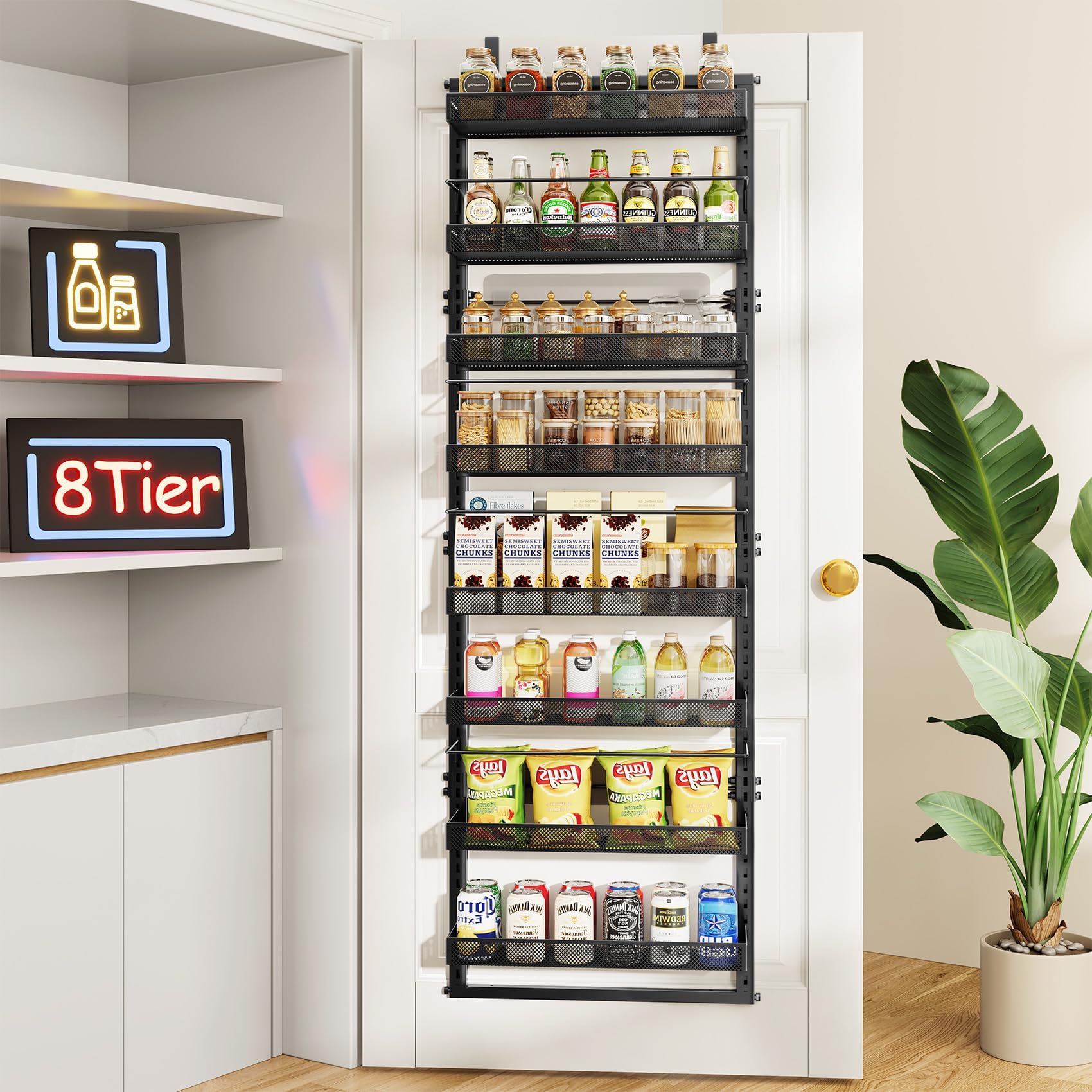 Amazon.com: Over the Door Pantry Organizer Metal - Hanging Spice Rack ...