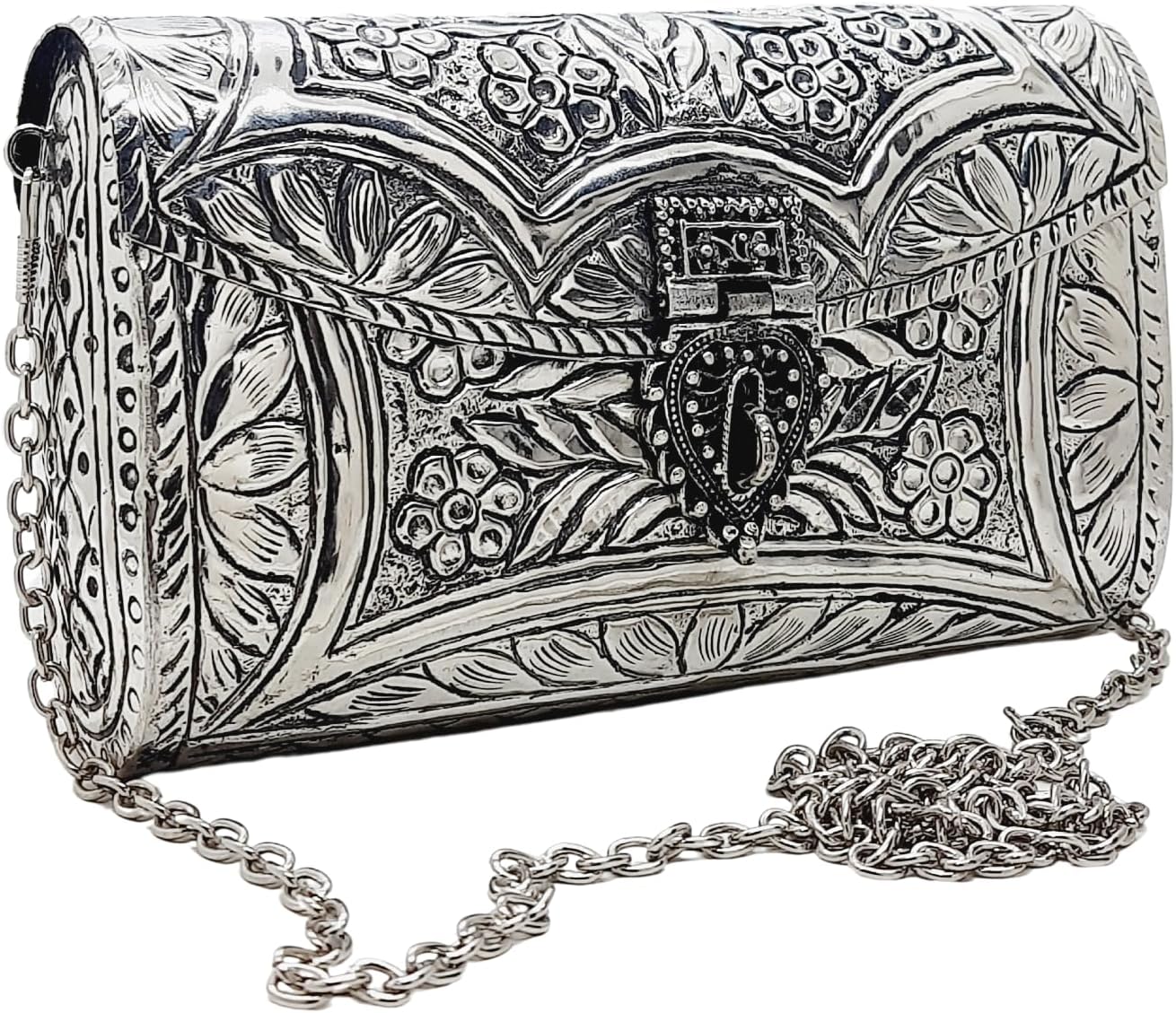 Trend Overseas Women Bridal Silver Gold Metal clutches Ethnic Handmade ...