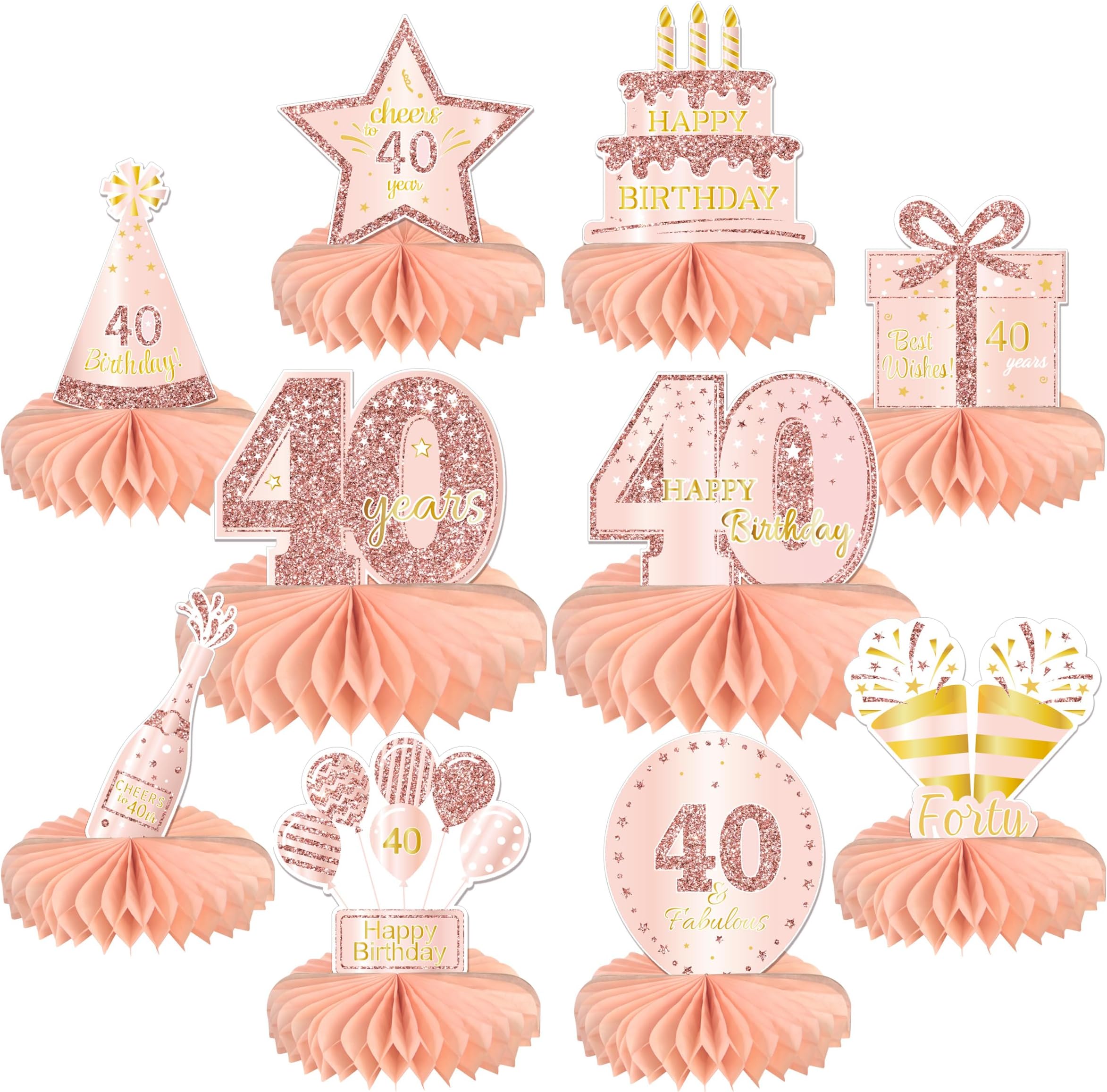 Amazon.com: Eiurteao 9pcs 40th Birthday Decorations Honeycomb ...