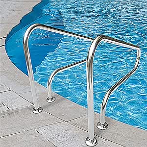 Amazon.com: Stainless Steel Pool Handrail - Complete Kit, 3-Bend Outdoor Swimming Pools Stairs ...