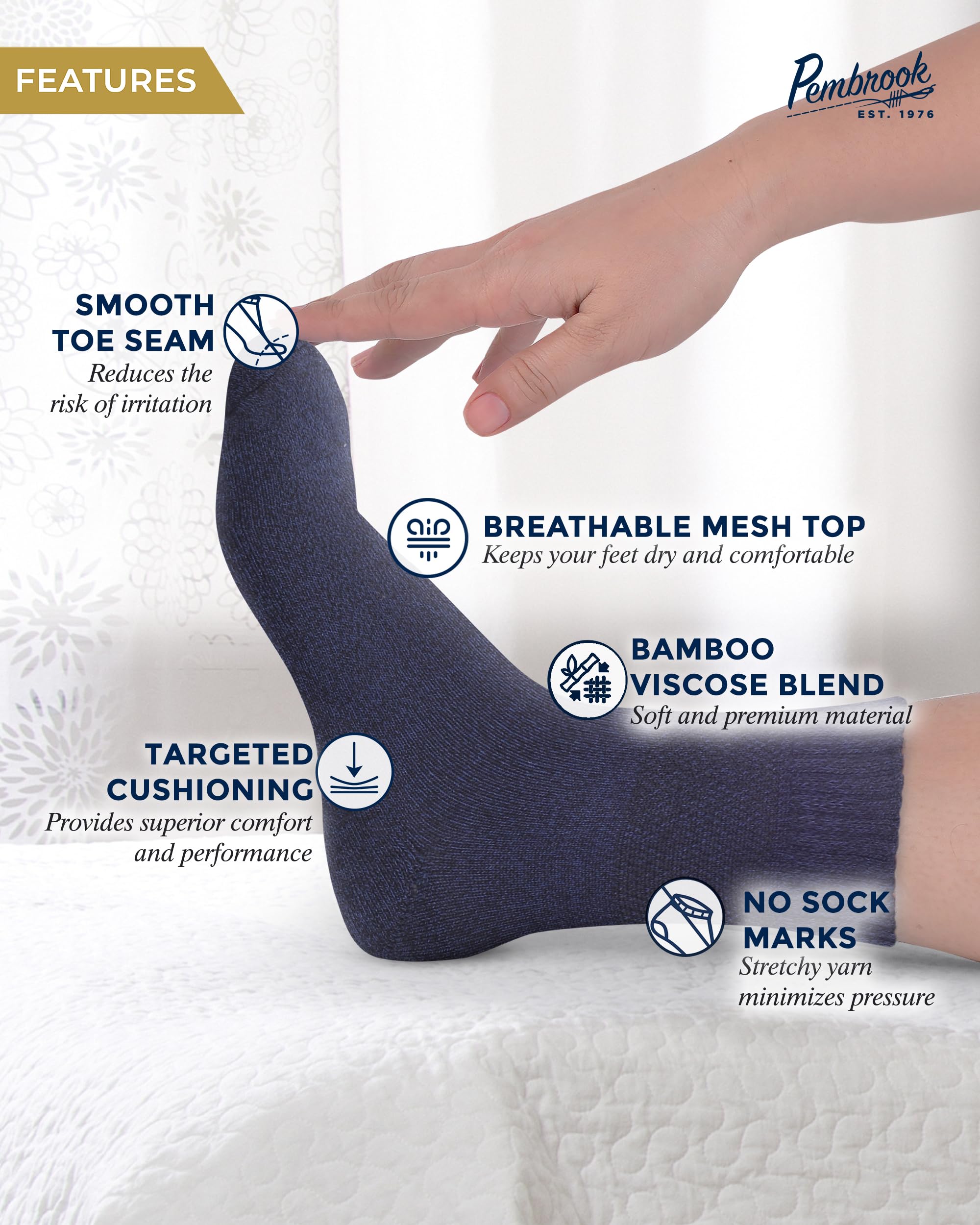 Snapklik.com : Pembrook Bamboo Viscose Diabetic Socks For Women & Men ...