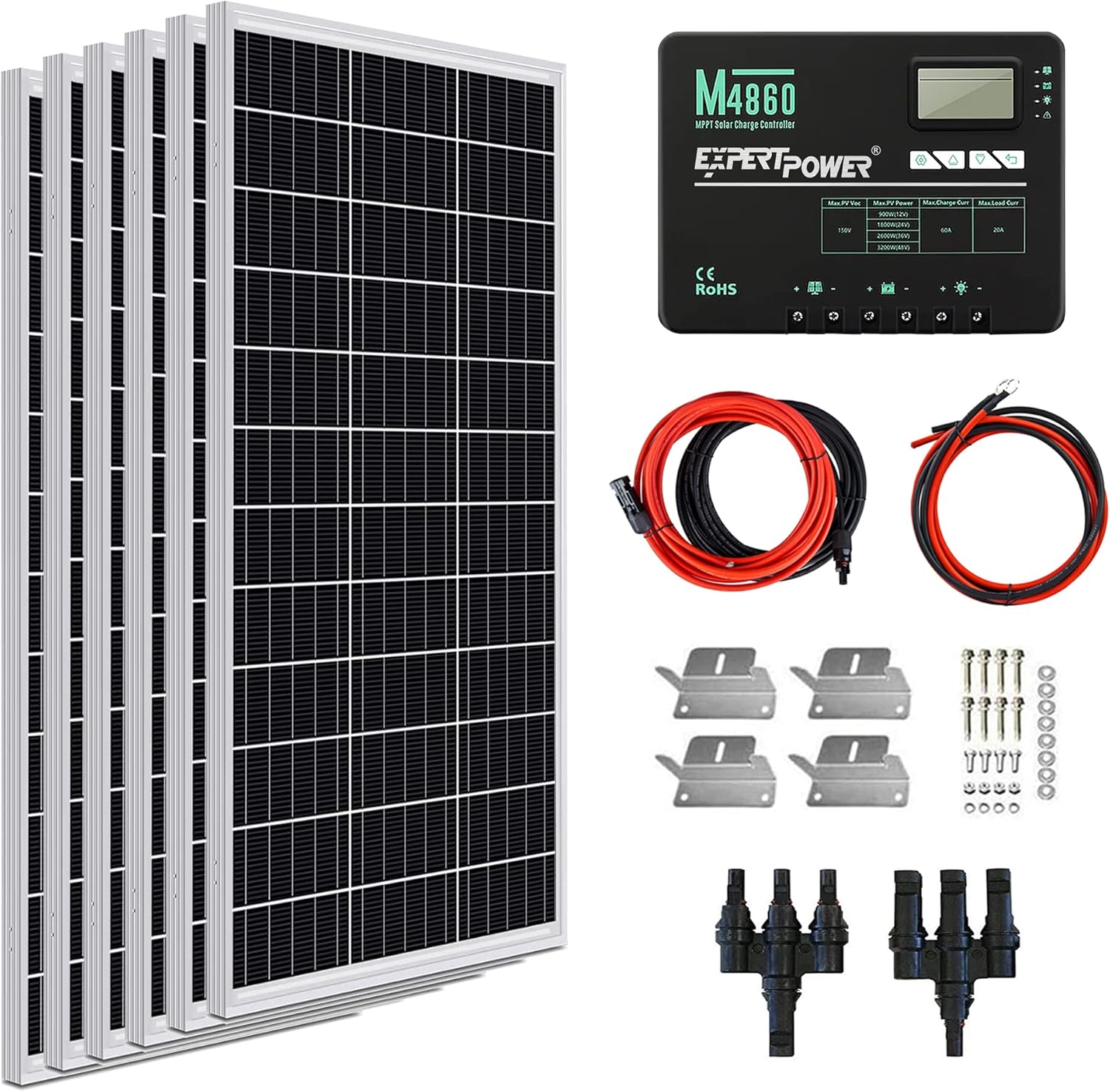 Amazon.com : ExpertPower 600W 12V Solar Panel Kit | 600W Mono Rigid ...