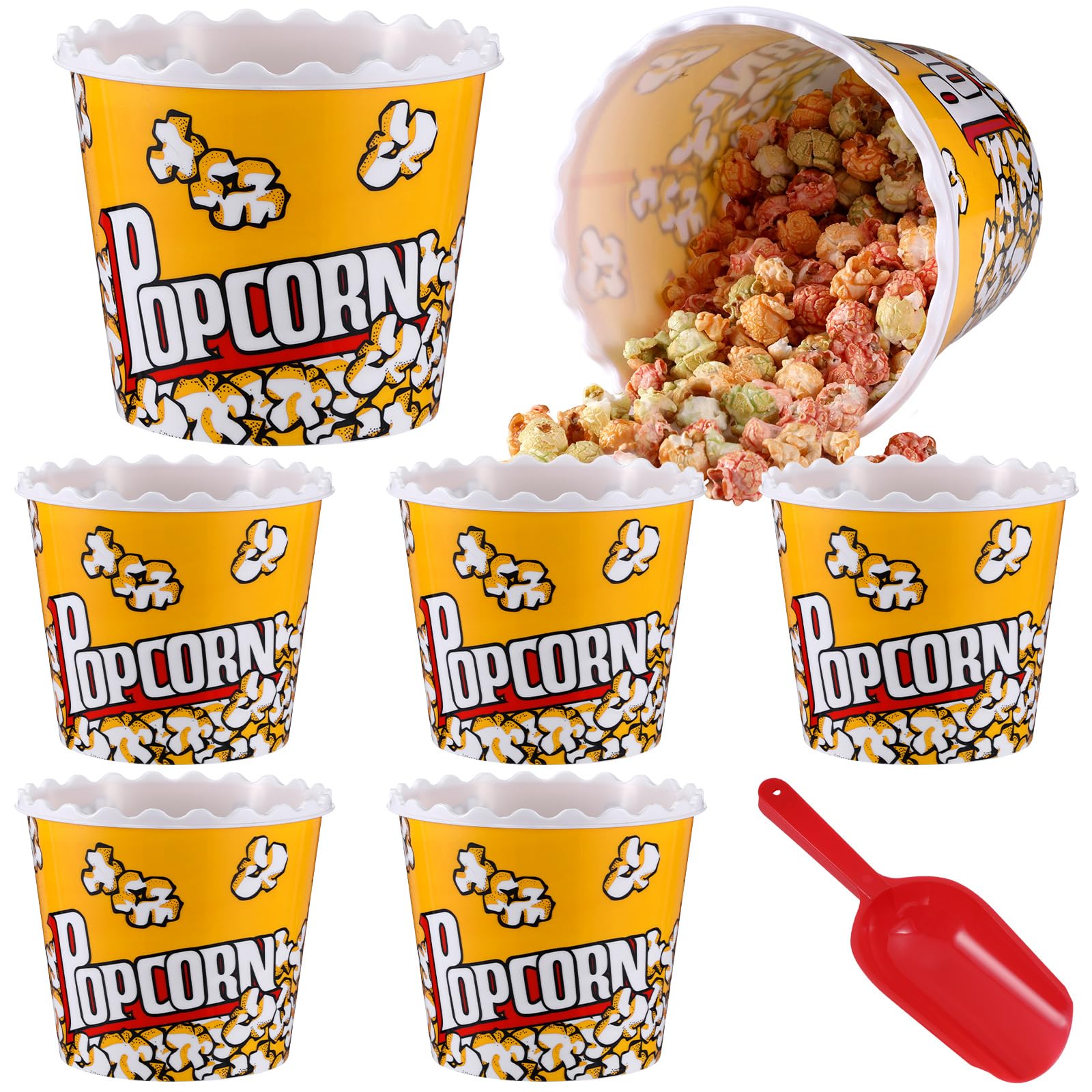 Snapklik.com : Roshtia 6 Pieces Plastic Popcorn Containers Reusable ...