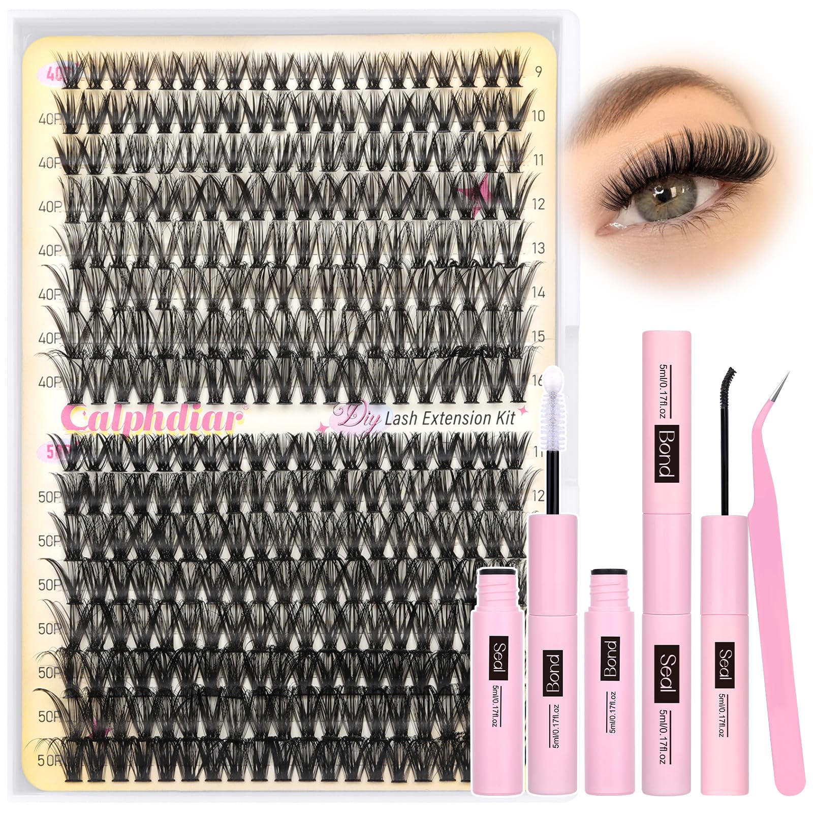 Amazon.com: calphdiar Lash Clusters Kit 320PCS Eyelash Extension Kit ...