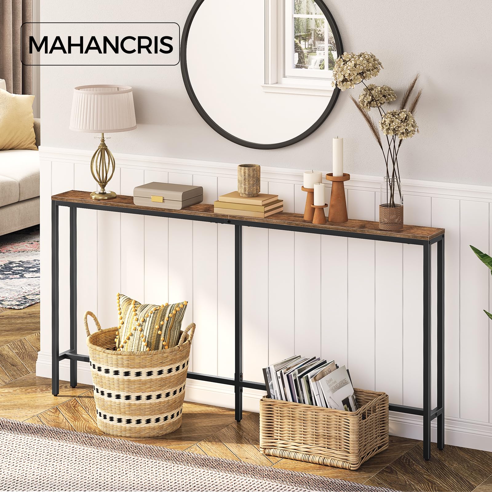MAHANCRIS Skinny Console Table, 63" Narrow Sofa Table, Entryway Table ...