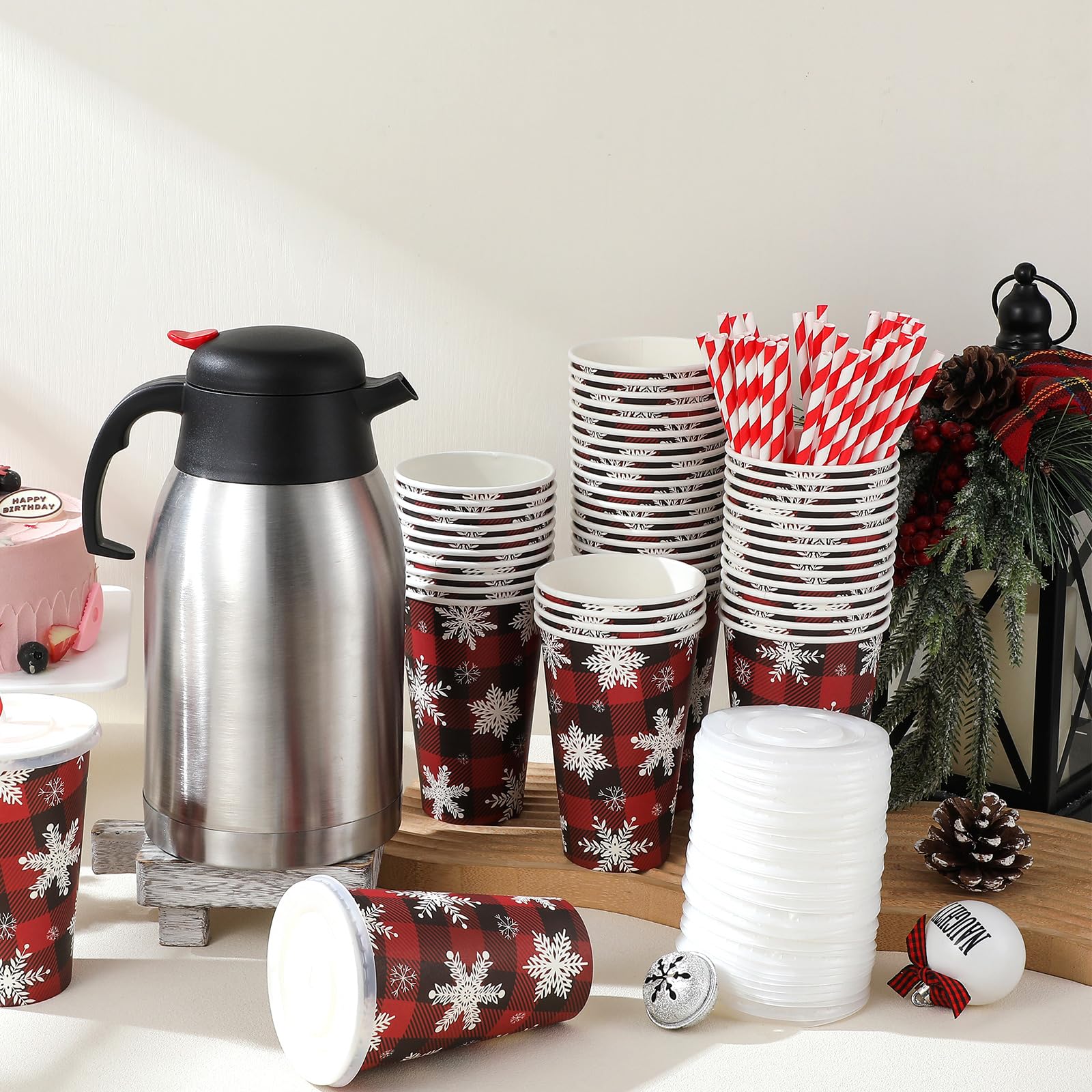 Amazon.com: Newtay 51 Set 16 oz Christmas Paper Coffee Cups Disposable ...
