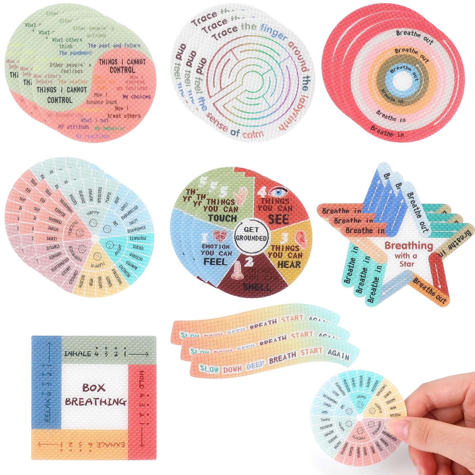 Snapklik.com : 24 Pcs Anxiety Sensory Stickers Calm Strips Tactile Mood ...