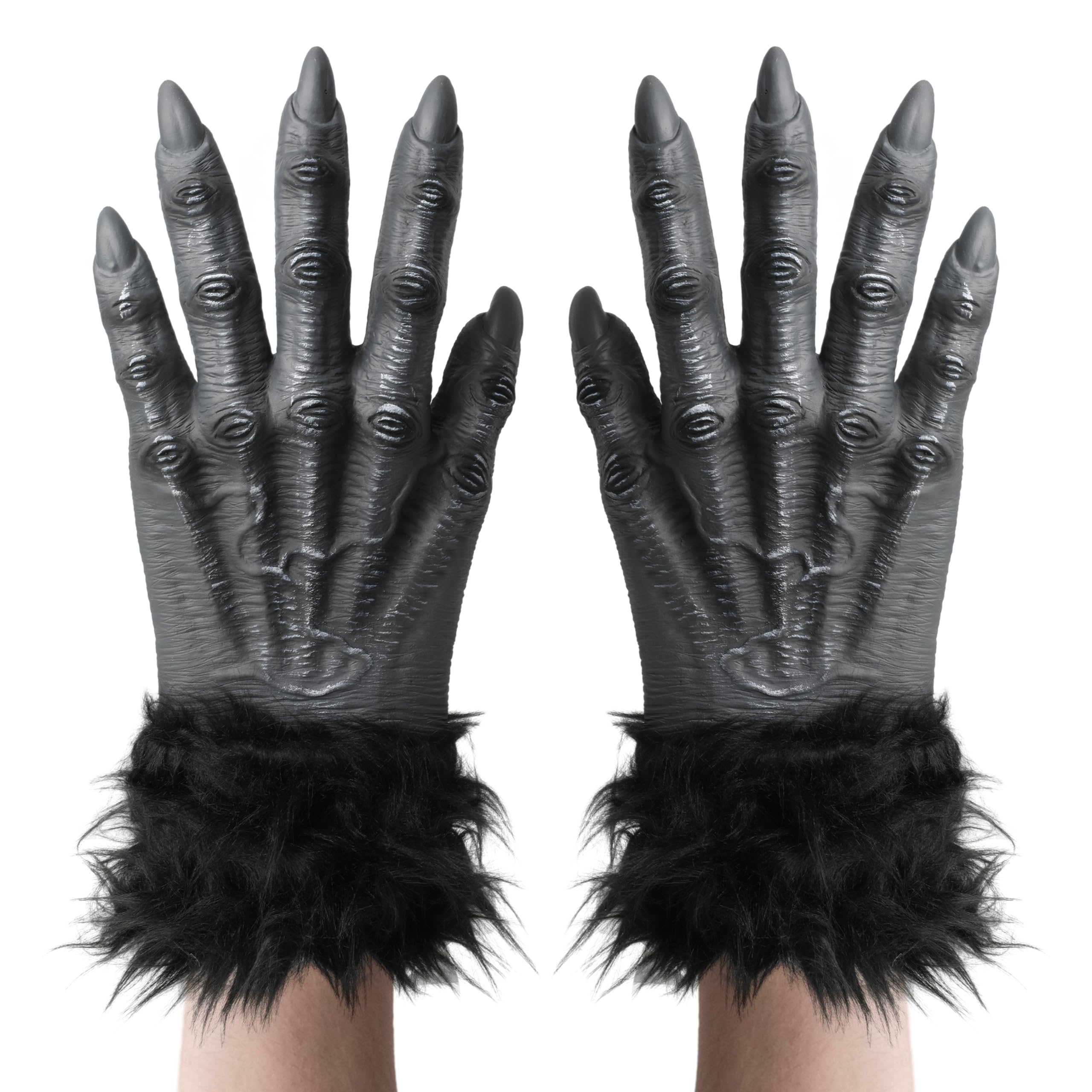 Spooktacular Creations Grey Werewolf Gloves, Gray Hairy Wolf Claw Hands ...