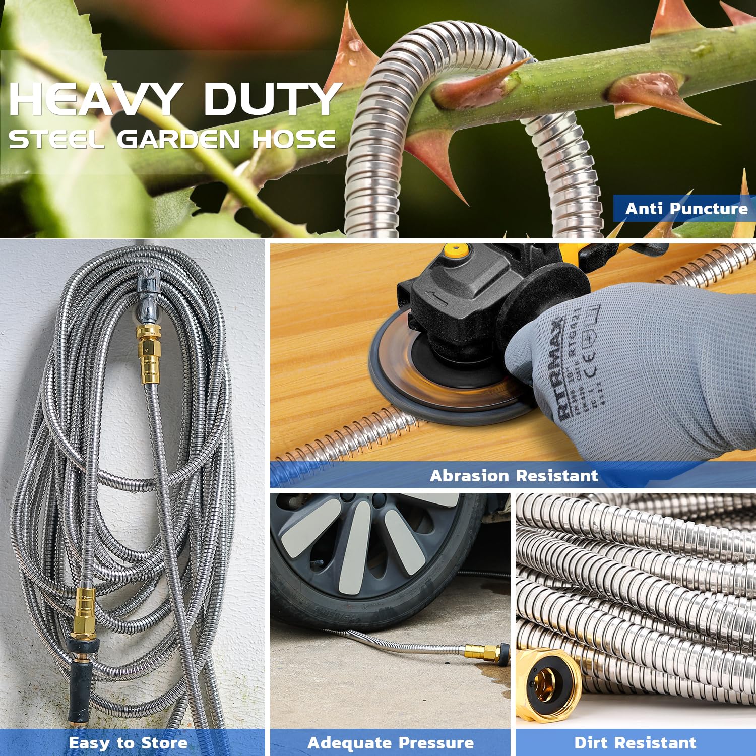 Snapklik.com : OURU 100 FT Garden Hose-304 Stainless Steel Water Hose ...