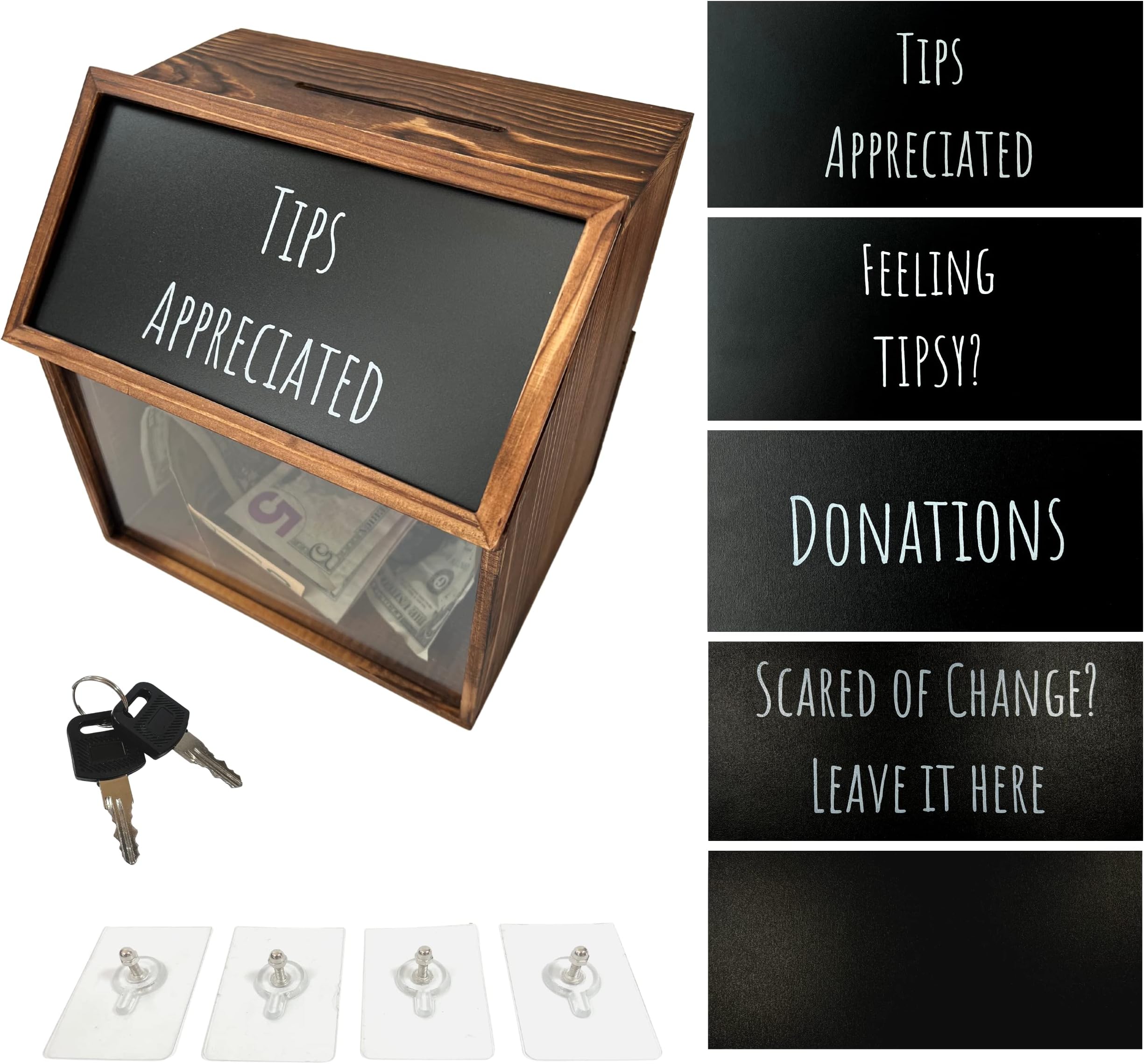 Amazon.com: Wide Acrylic Charity Donation Ballot box Fundraising Coin ...