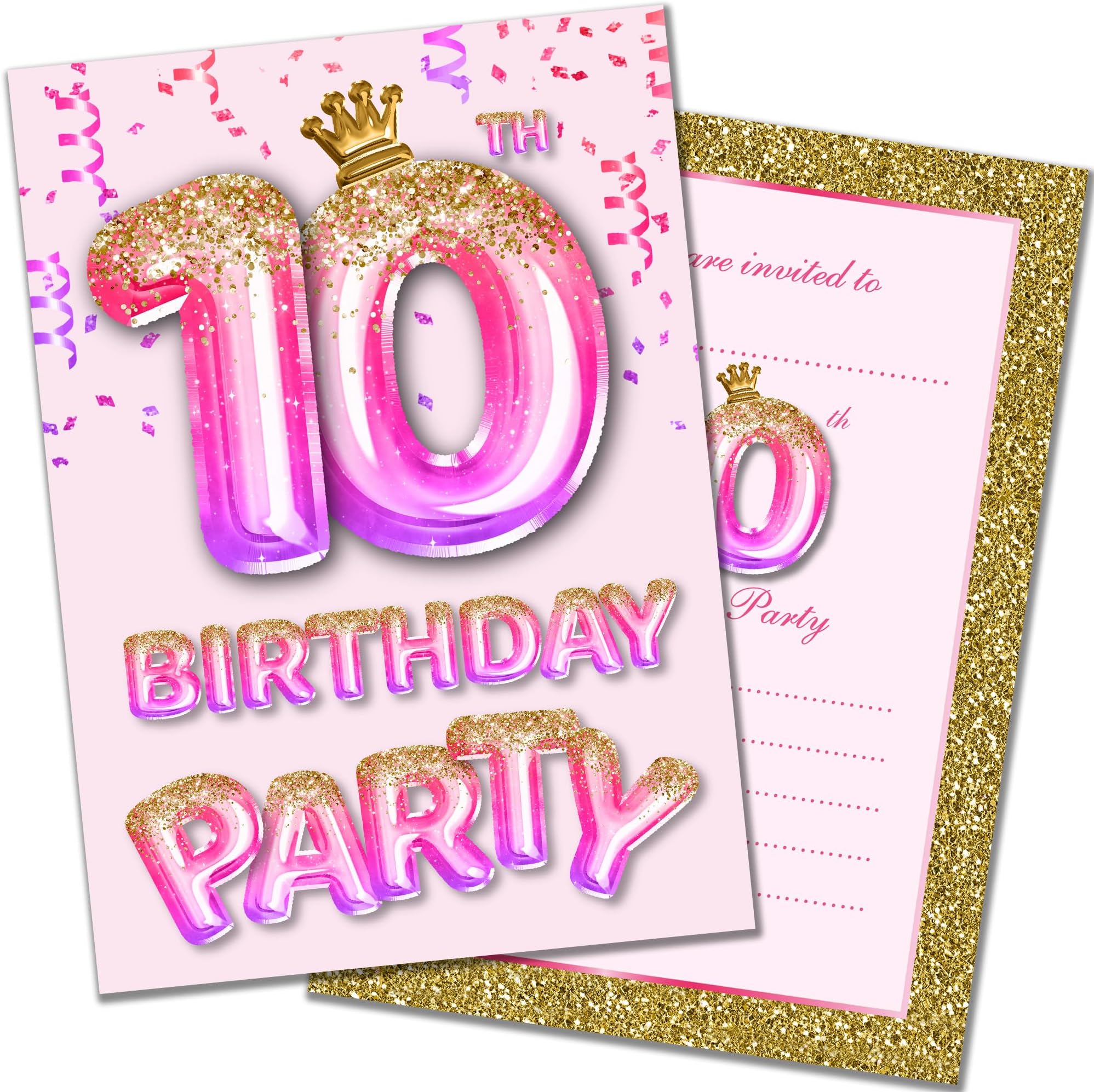 Olivia Samuel 20 Pack of 10th Birthday Invitations with Envelopes ...