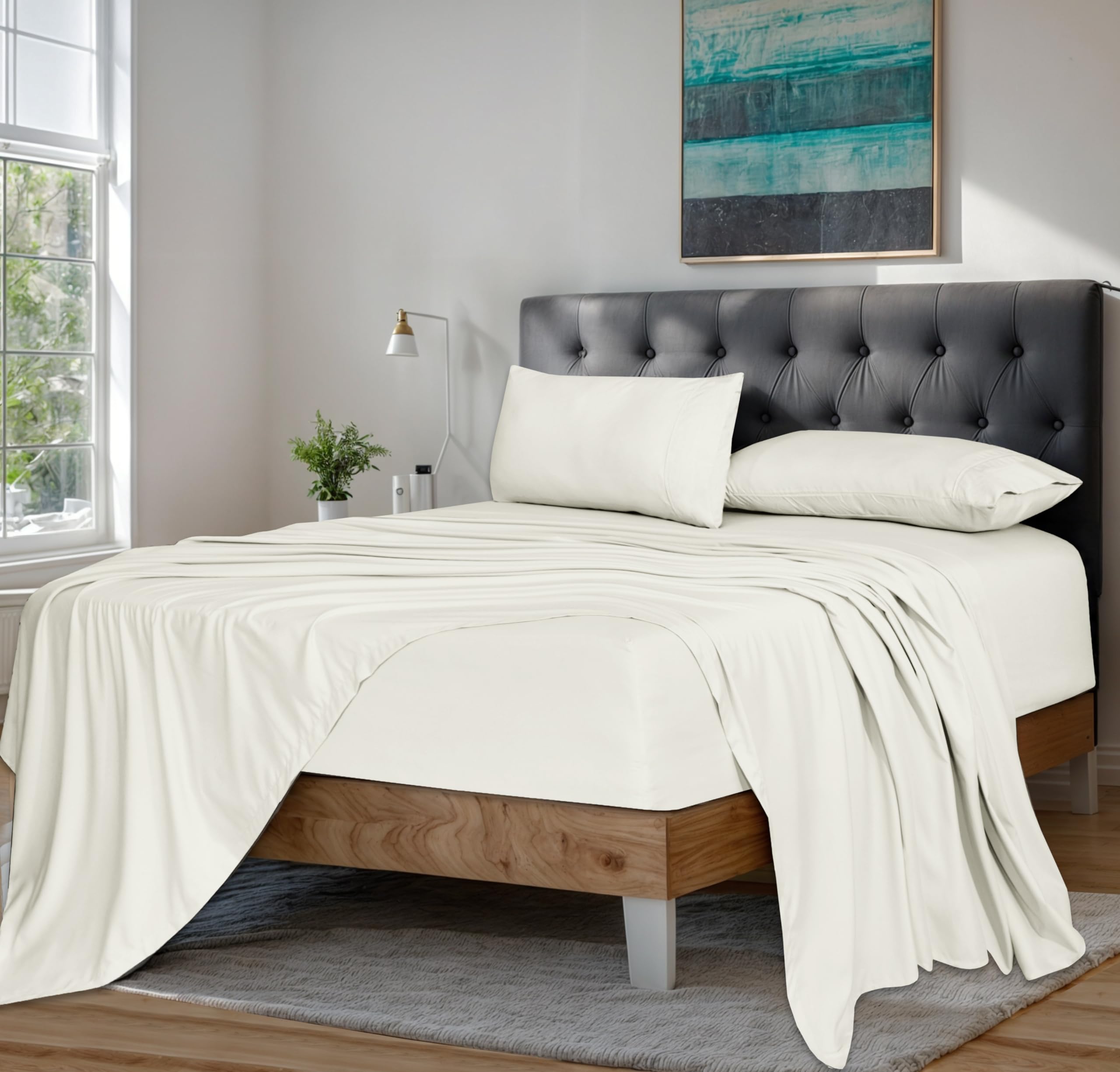 Snapklik.com : RUVANTI California King Sheets Set, Brushed Microfiber Sheets 4 Pieces (1 Fitted ...