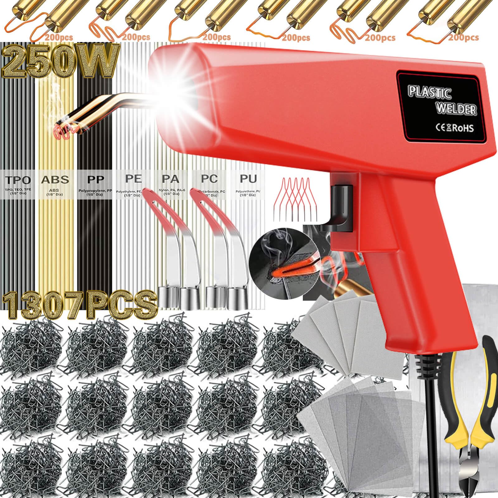 Snapklik.com : Wrdlosy 250W Plastic Welder, Plastic Repair Kit 7 In 1 ...