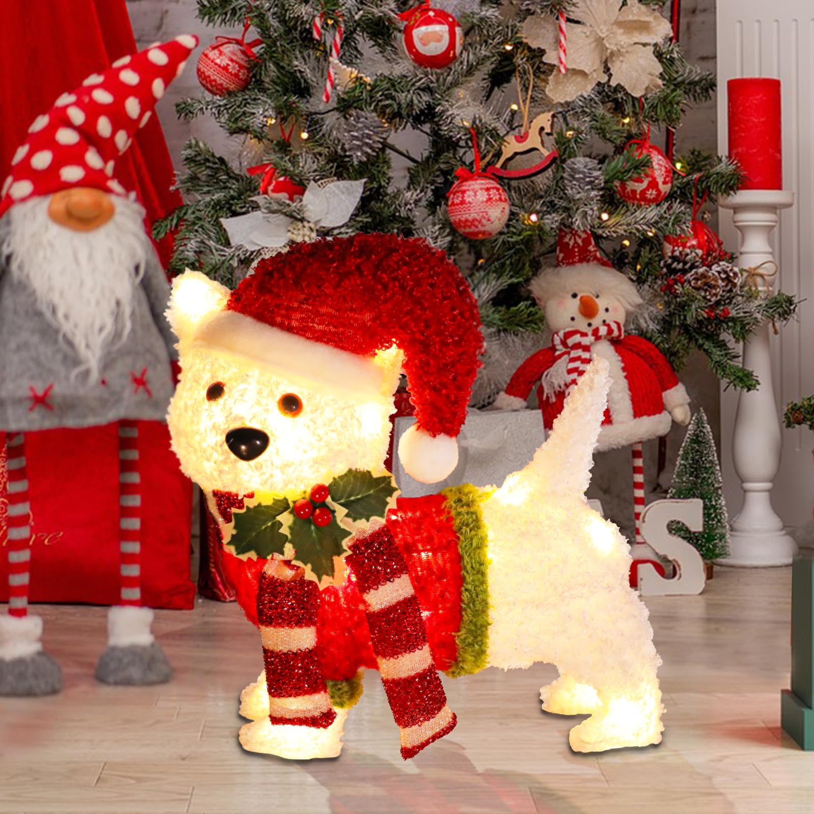 White Outdoor Christmas Lights Dog 6244 103EE Konst Smide 43cm Acrylic