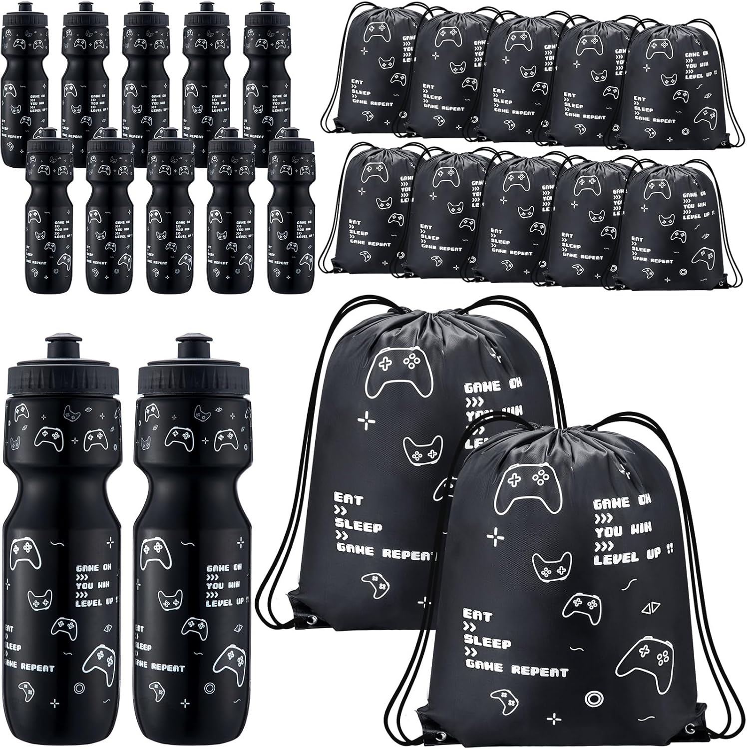 Amazon.com: Talltalk 24 Pcs Video Game Party Favor 24 oz Water Bottles ...