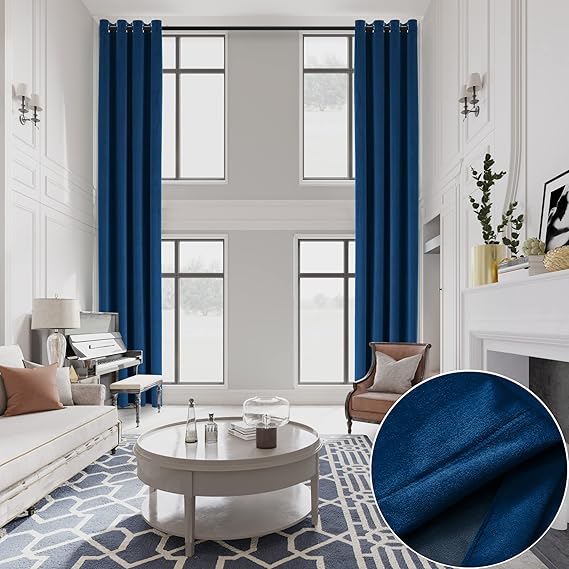 Amazon.com: MASWOND Extra Long Velvet Curtains for Living Room - 14ft ...