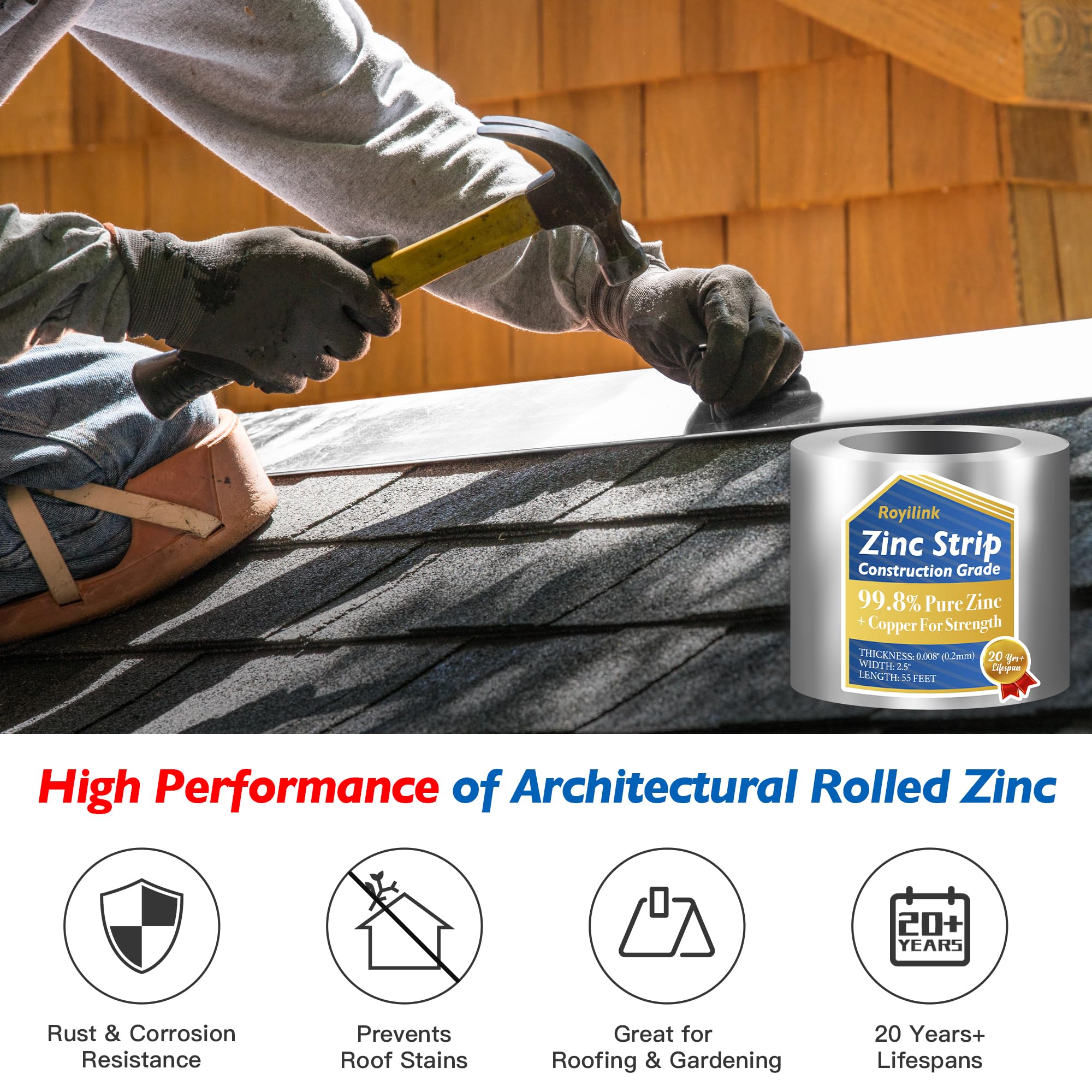 Zinc Strips For Roof Moss Gisafai Zinc Strip Roll - 50 Ft X 6 Inch ...