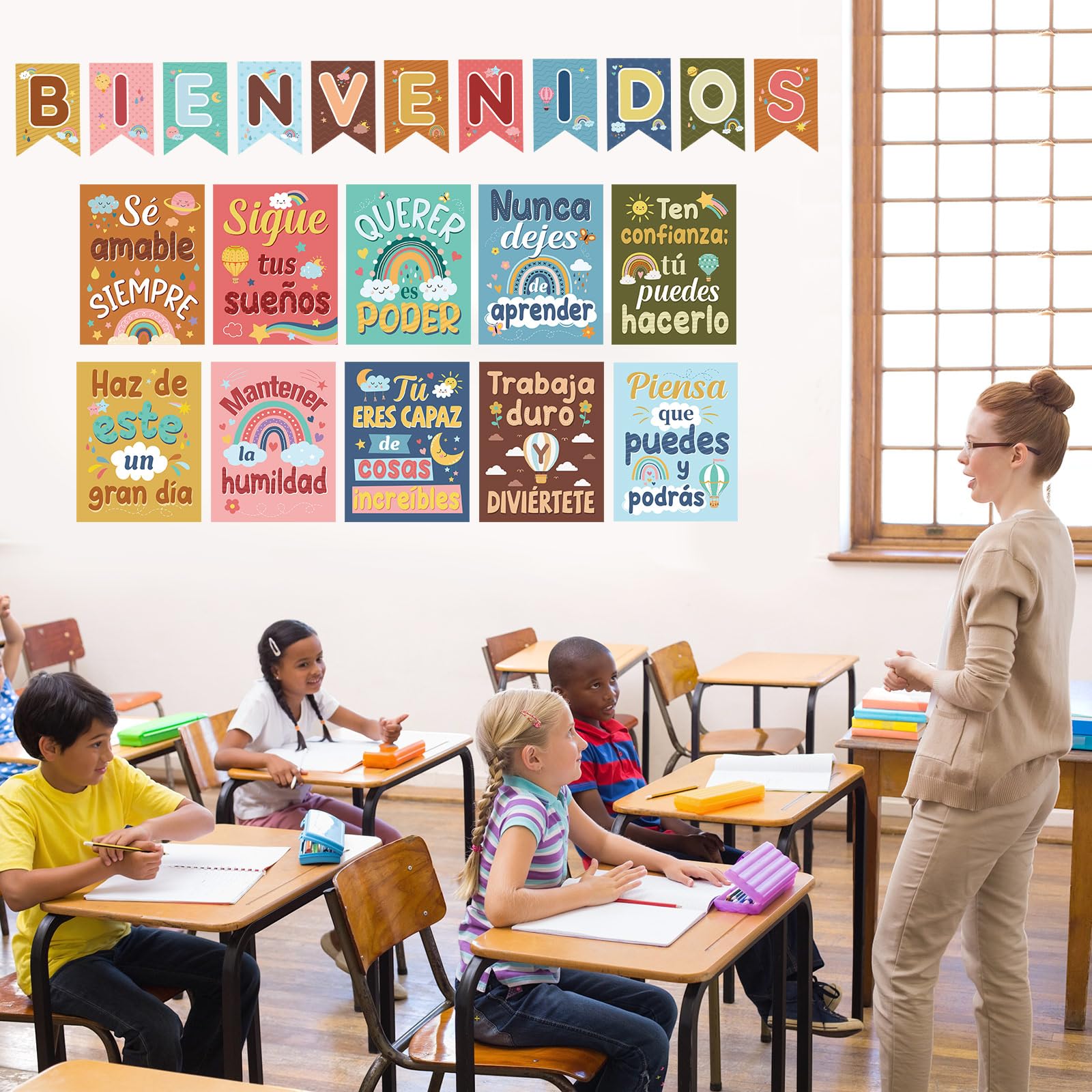 Snapklik.com : 21 Pcs Spanish Posters Bulk Bienvenidos Motivational ...