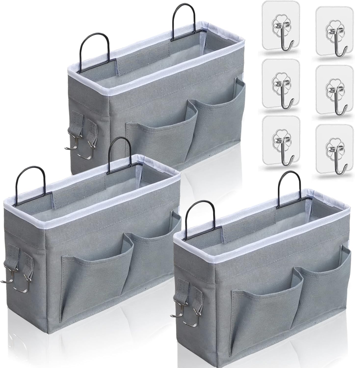 Amazon.com: Kanrichu 3pcs Middle Wall Hanging Organizer Bag, Linen ...
