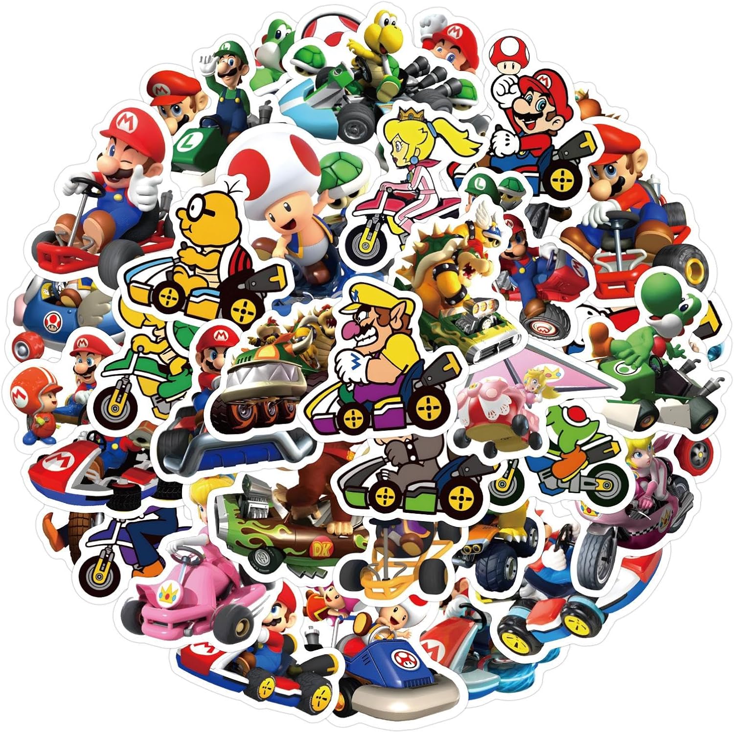 Amazon.com: 60pcs Mario Stickers Cool Game Cartoon Mario Kart Stickers ...
